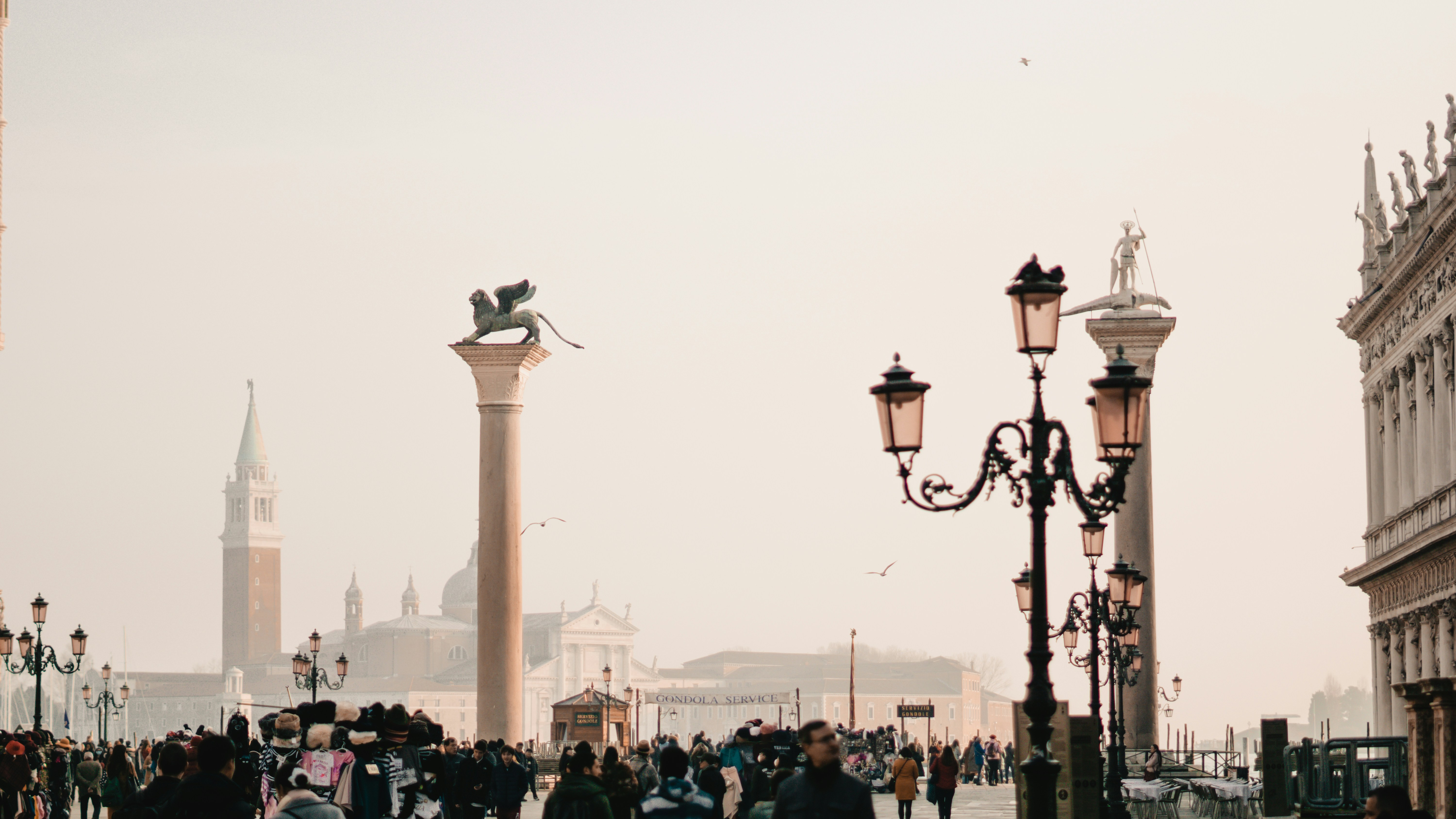 Dawn over the Winged Horse Column in Venice