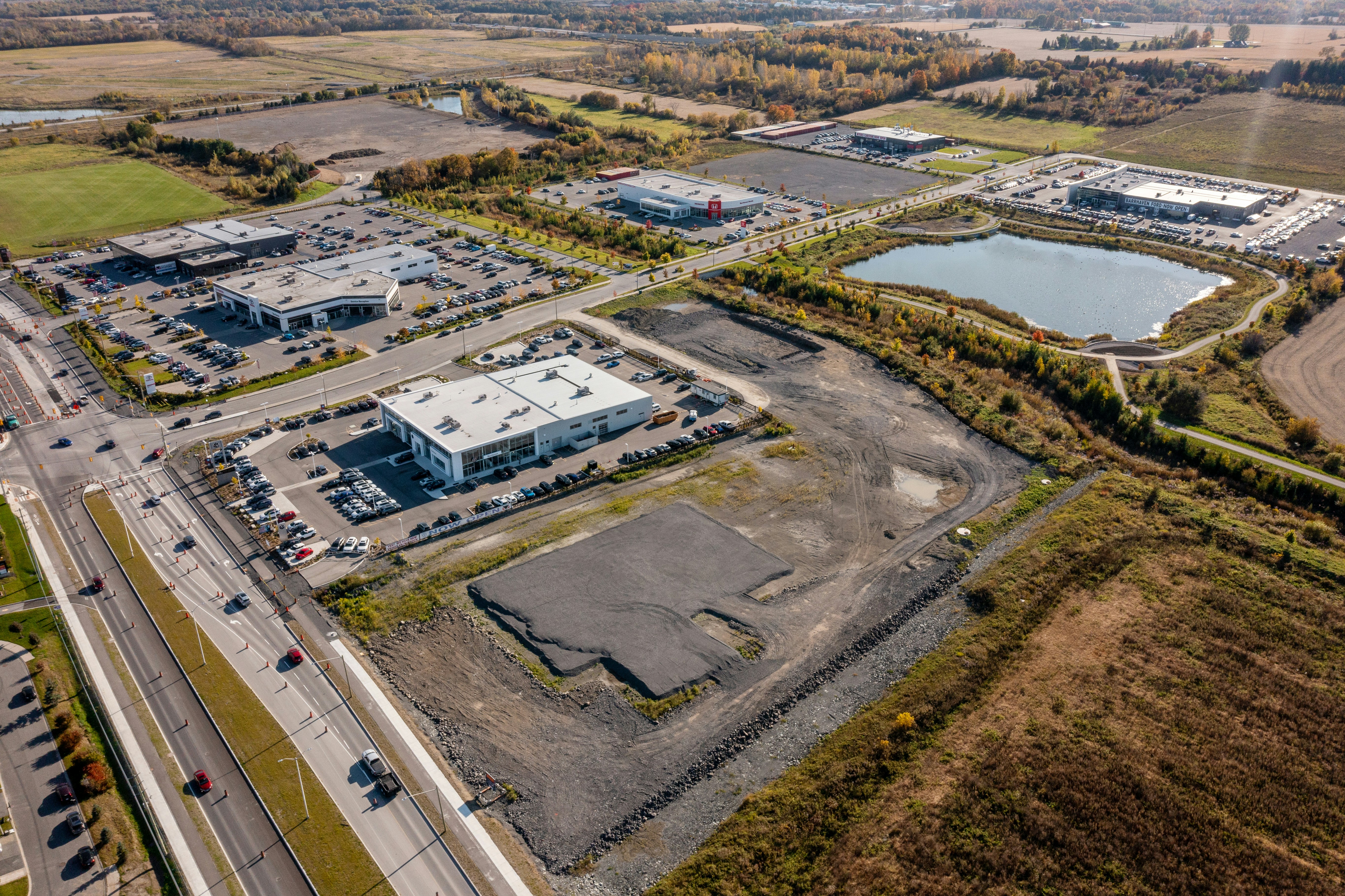 Rugged Progress: Aerial View of a Developing Business Park