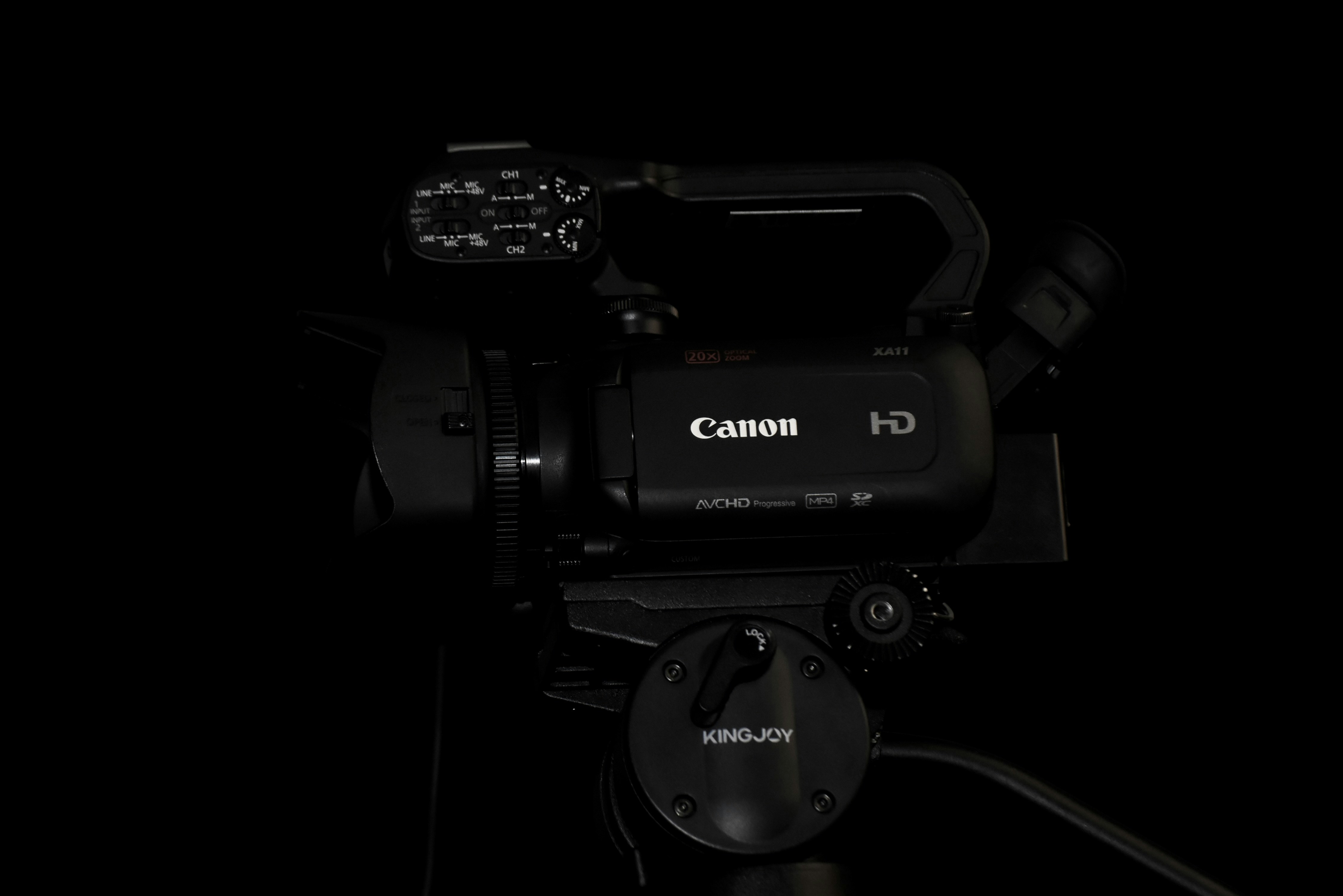 Nocturnal Focus: Canon HD Camcorder on a Kingjoy Tripod
