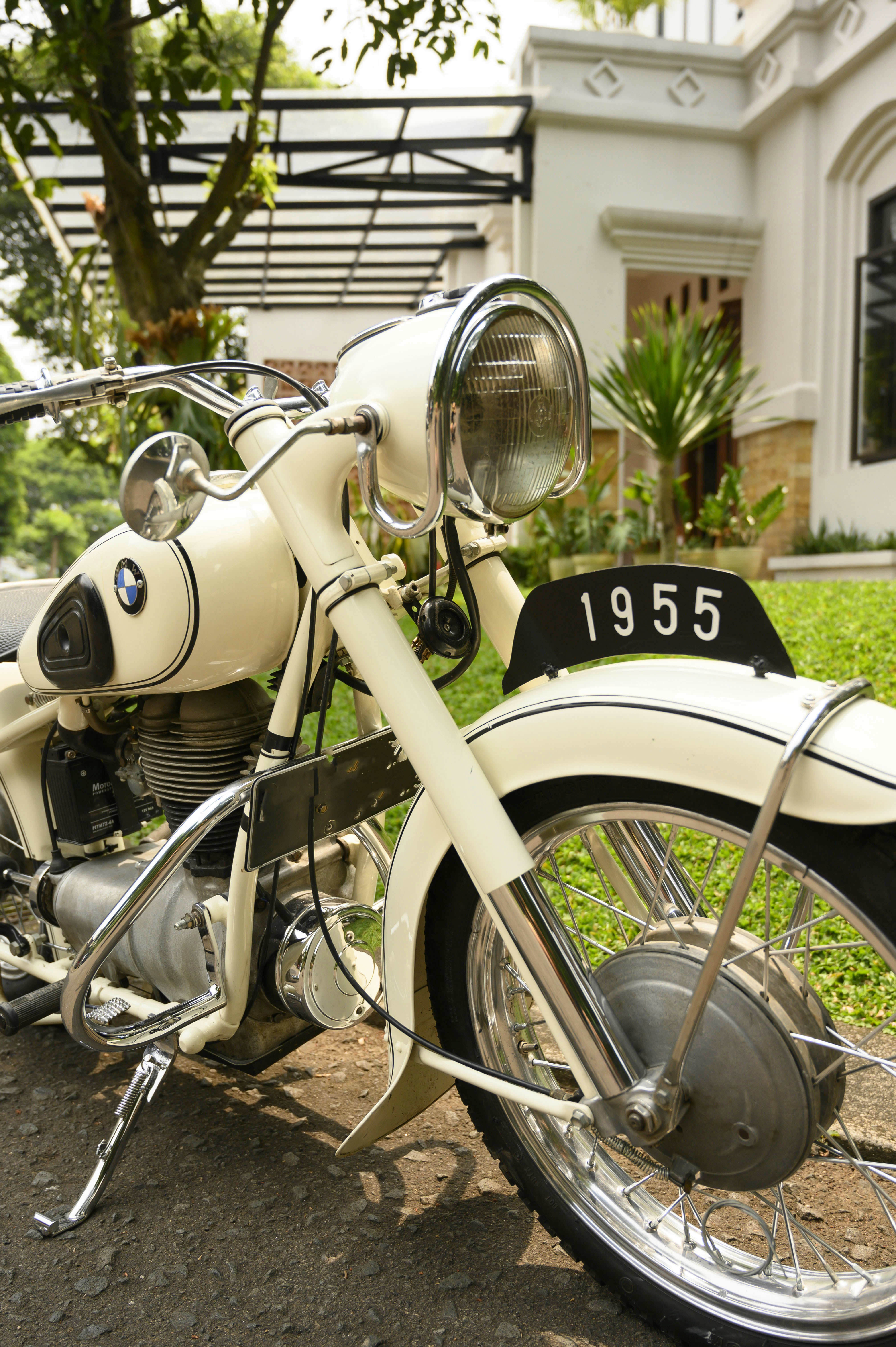 BMW Oldtimer, Old vintage motorbike. German Heavy Motorcycle During The Second World War. Military. Selective Focus