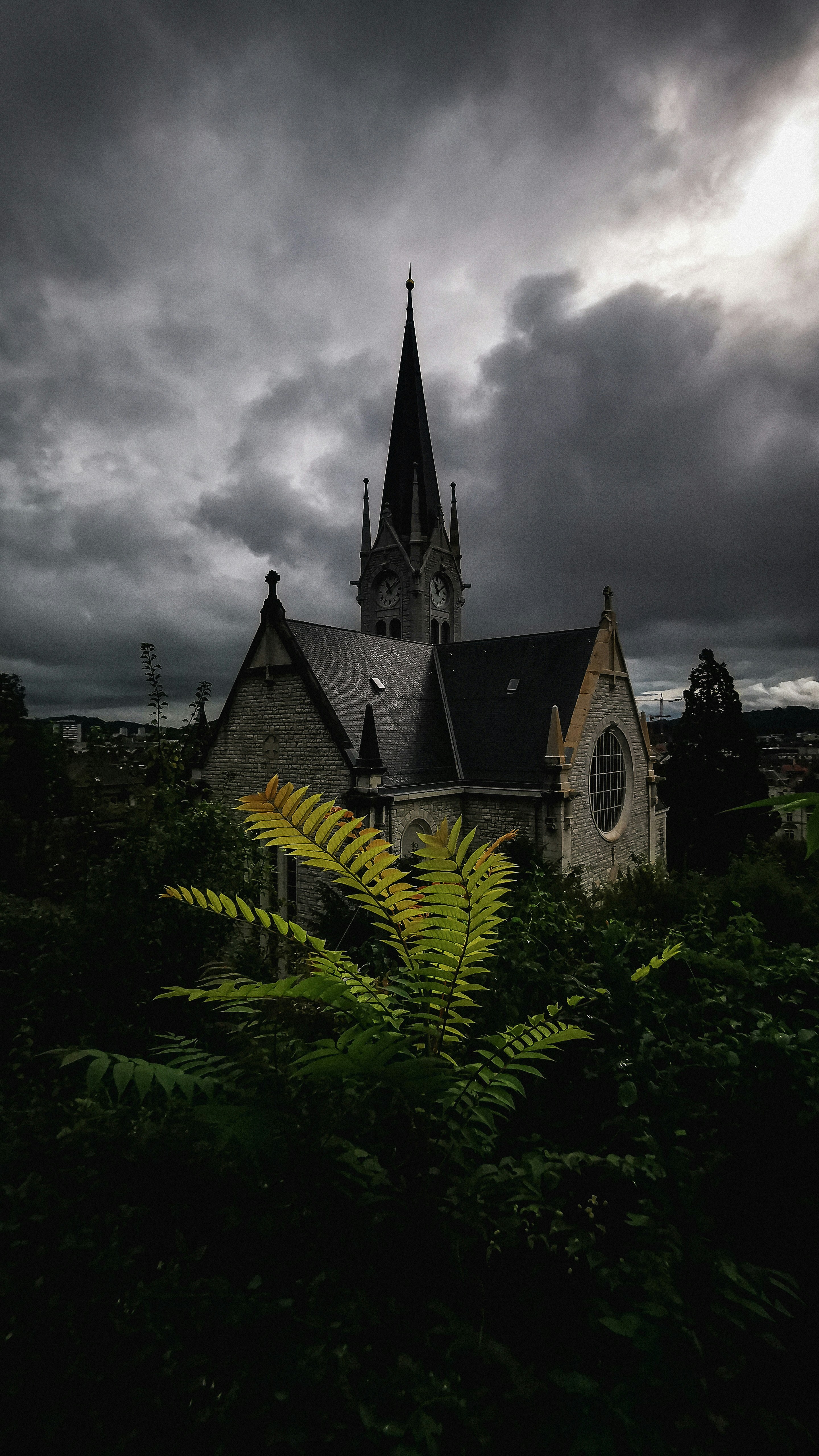 Spire in the Tempest: A Gothic Church Confronts Stormy Skies