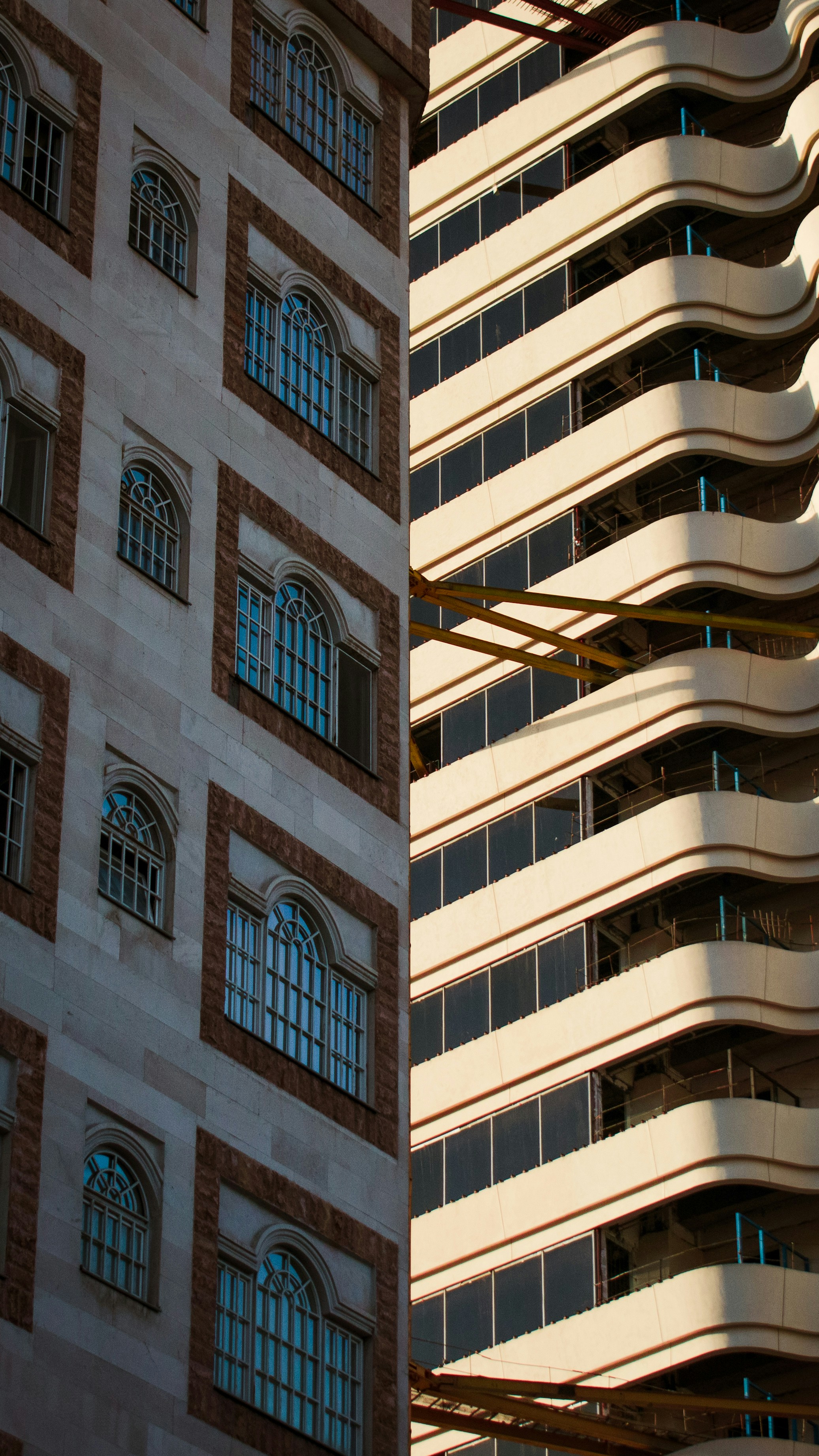 Split Facades: Dual Architecture in Sunset Light
