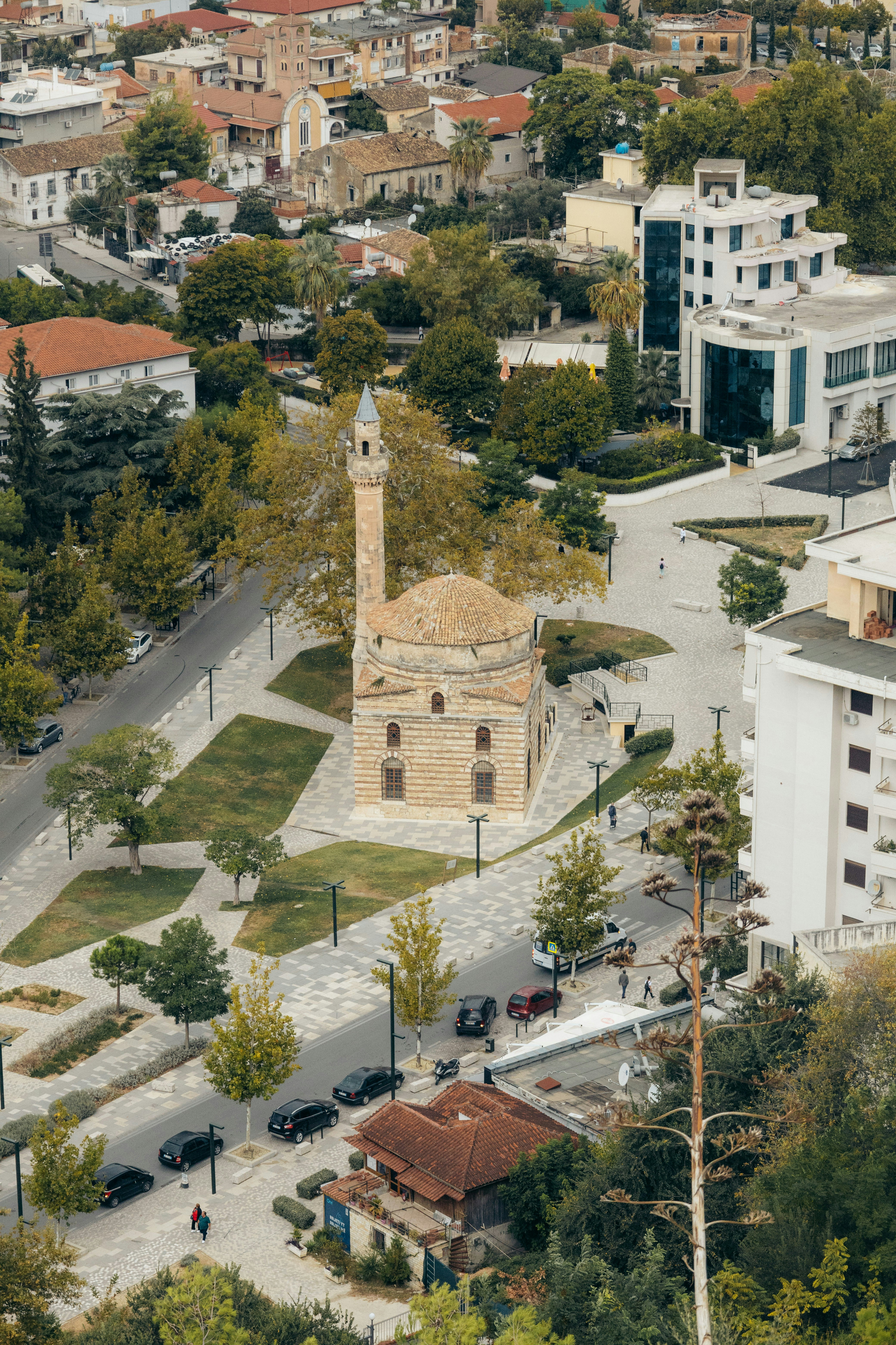 a large building with a tower