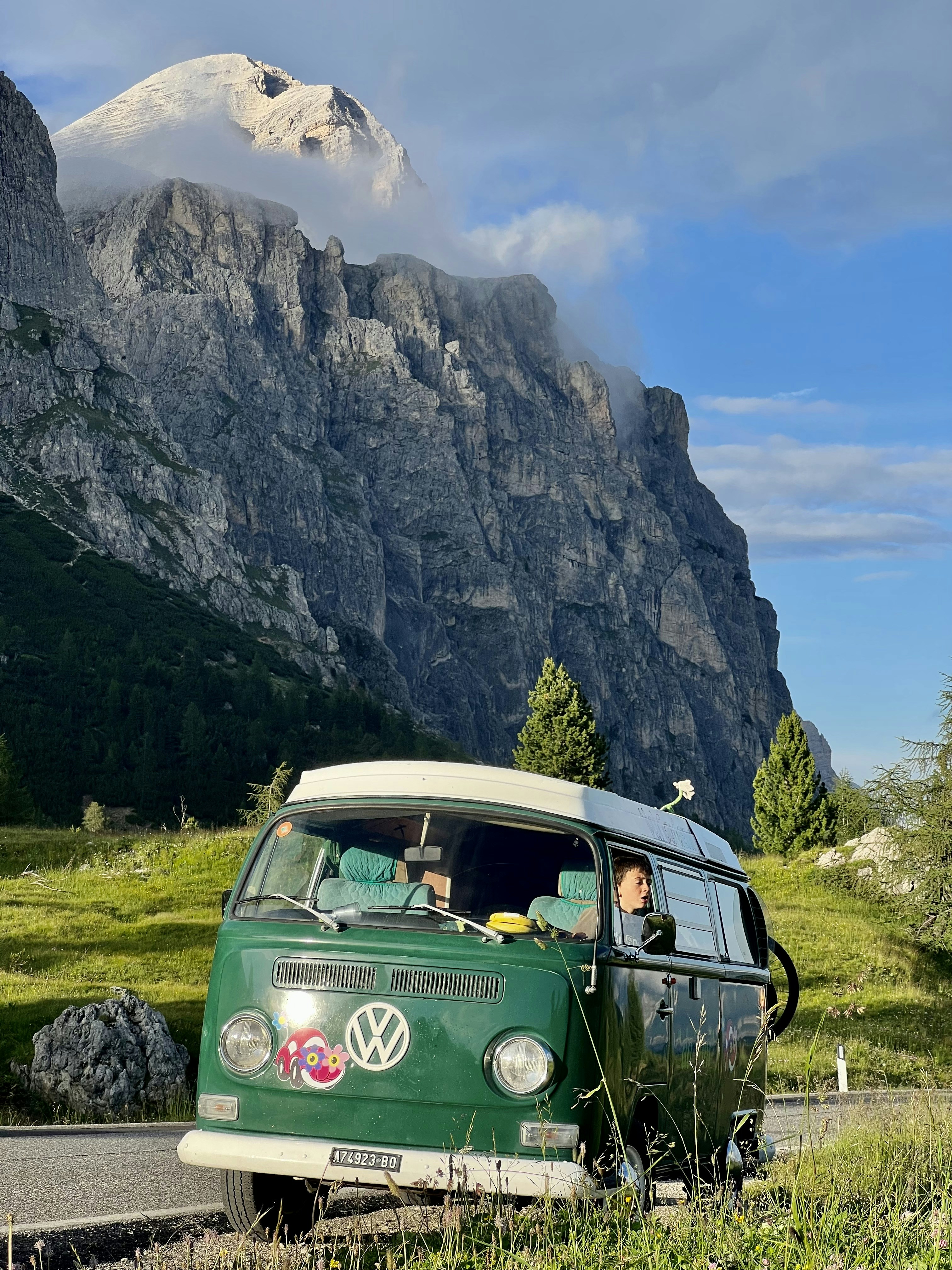VW Camper at the Foot of a Granite Giant