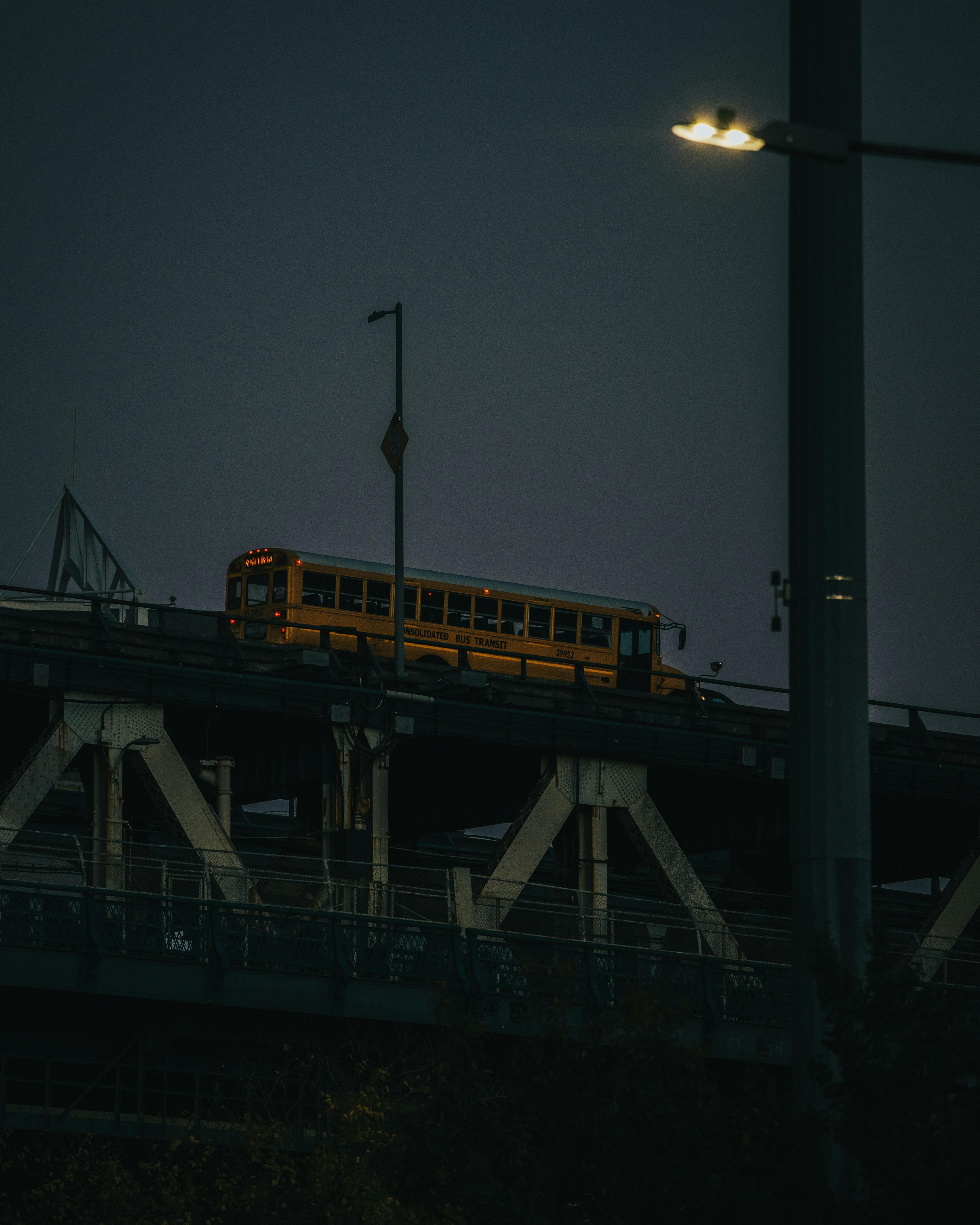 Night Transit Over the Bridge: A Quiet Car on Steel Rails