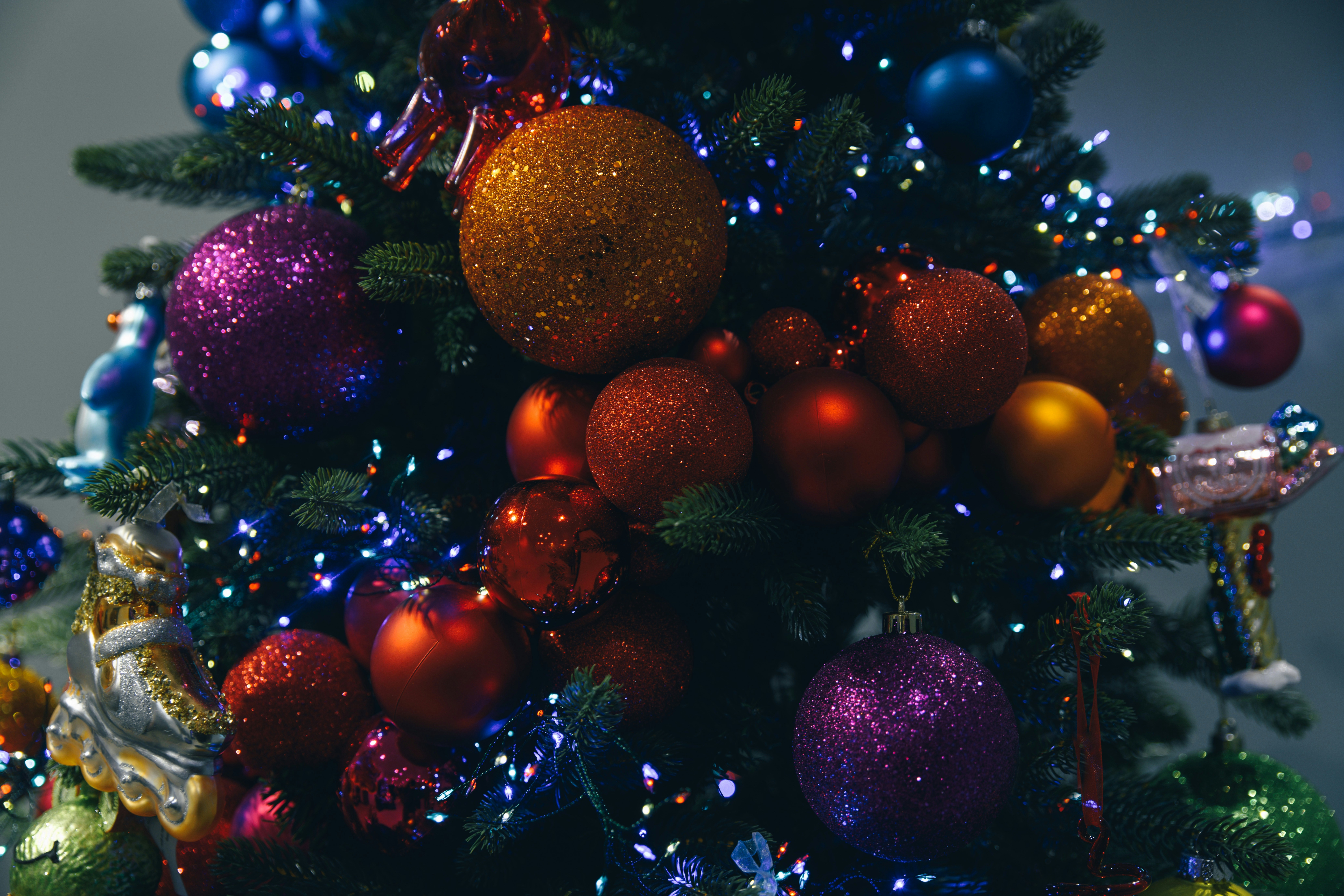 a christmas tree decorated with ornaments