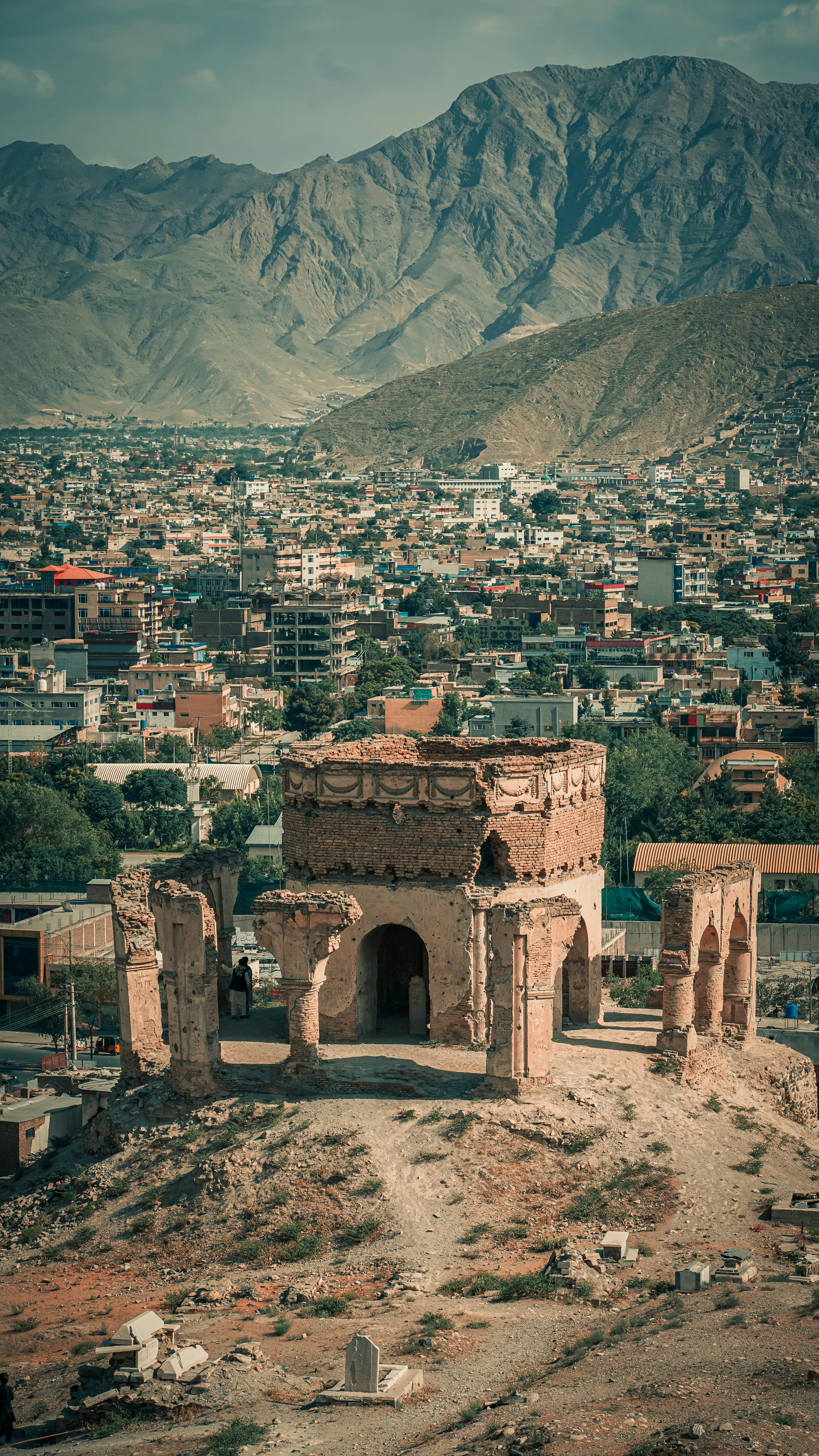 Historical place on top of Nader Khan Hill in Kabul | a city with a mountain in the background