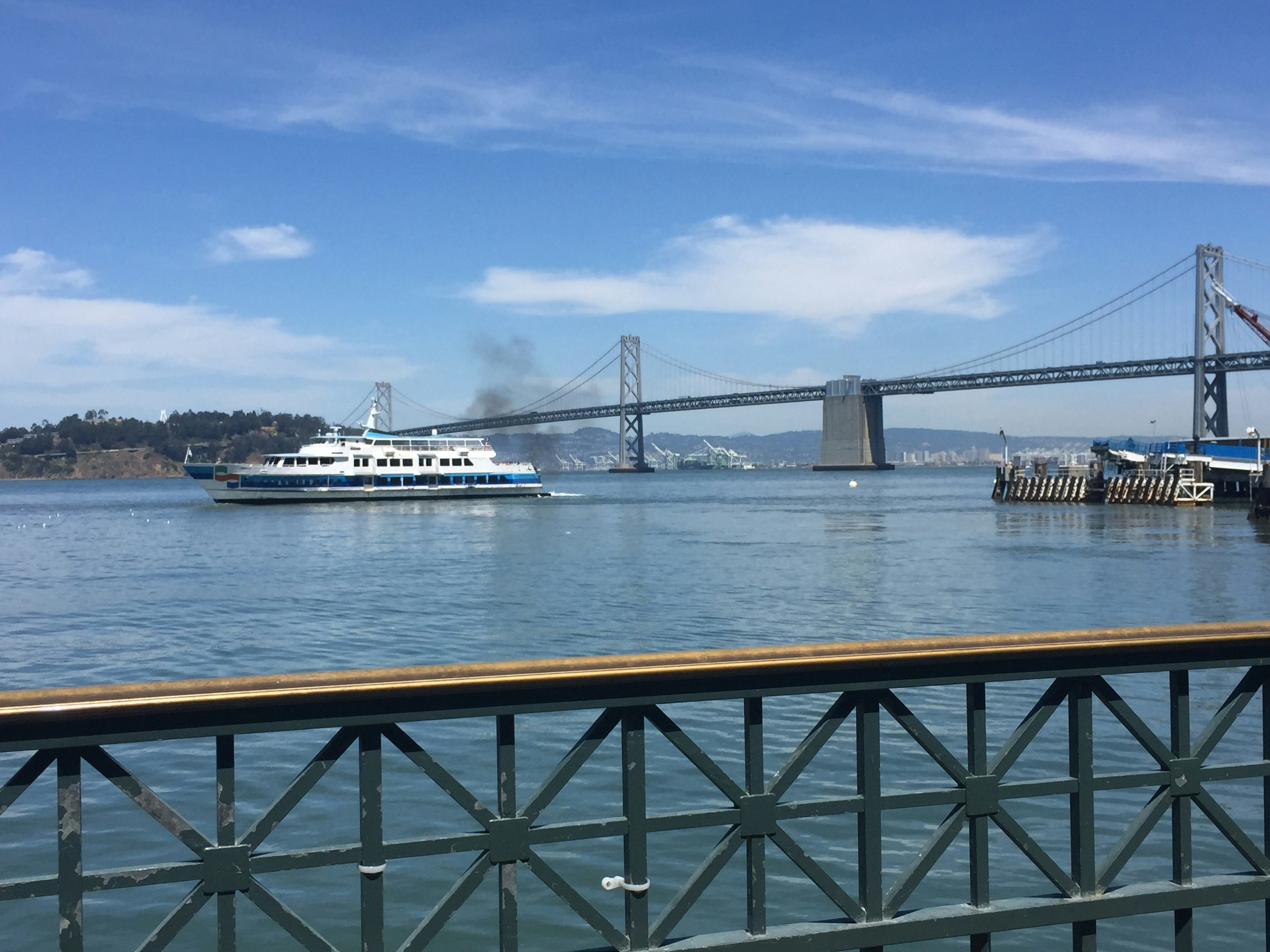 Ferry Crossing by the Bay Bridge: Waterfront Perspective