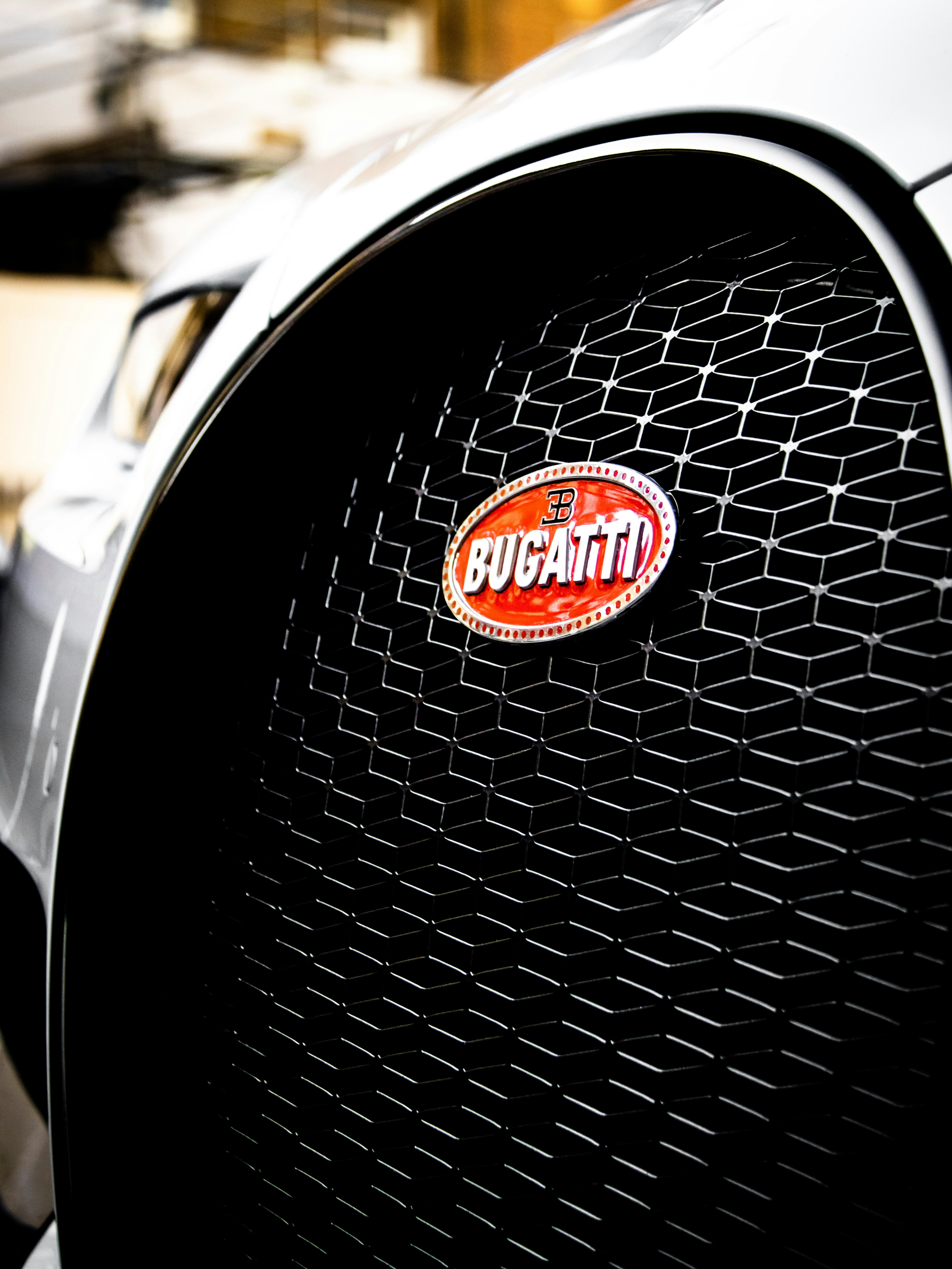 a close up of a car's headlight