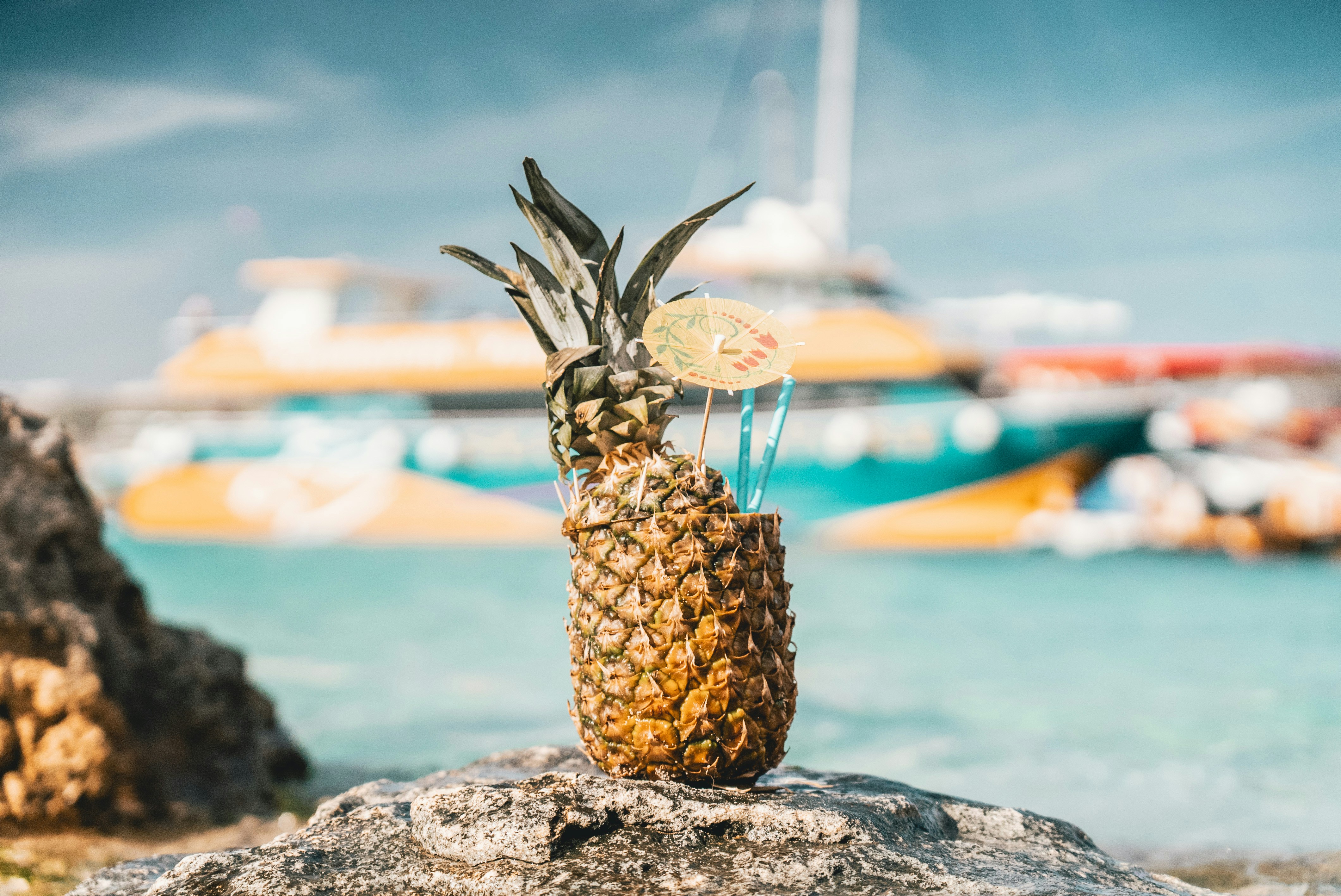 Pineapple Beachside Cocktail Waiting for a Sip