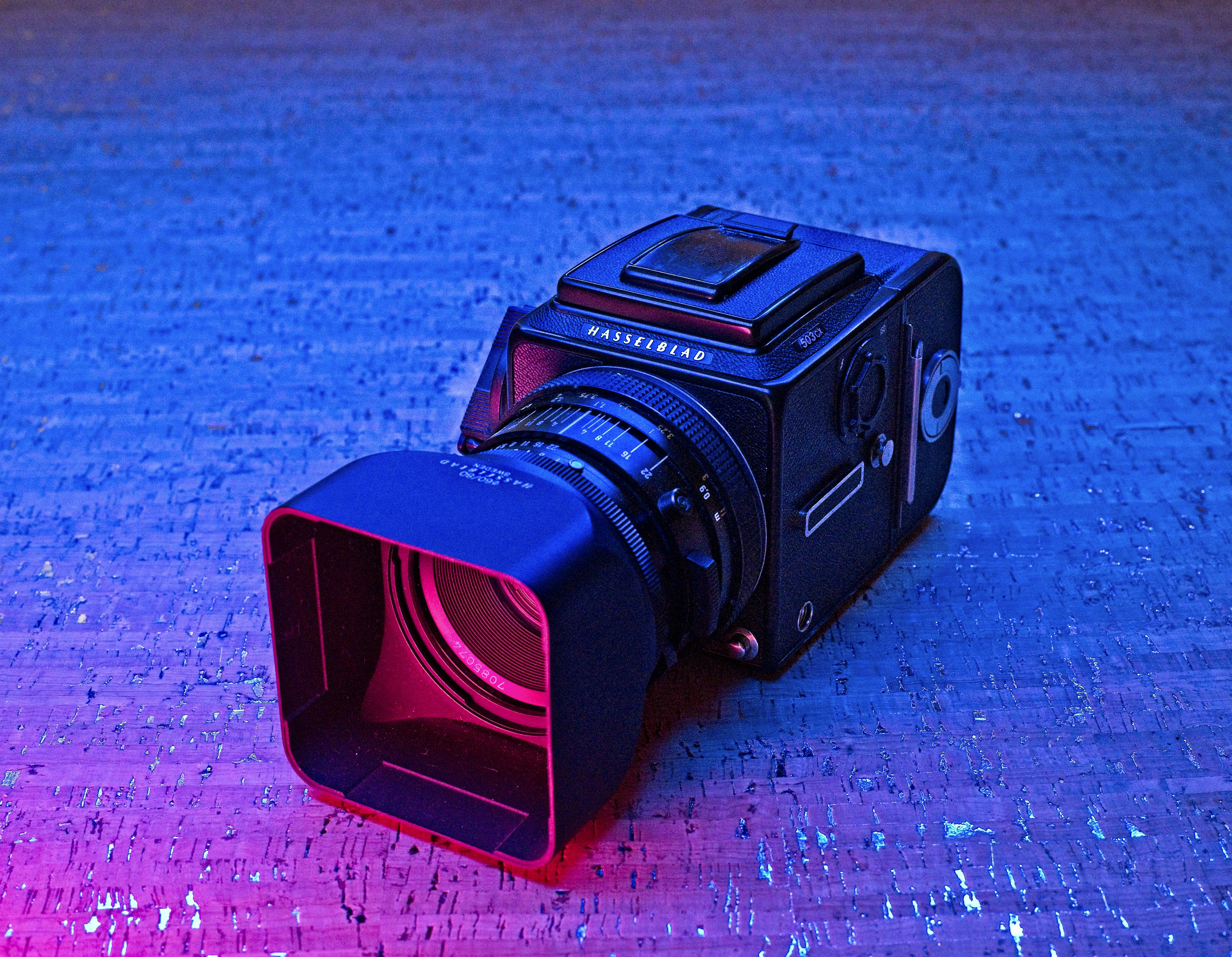 a black and red camera