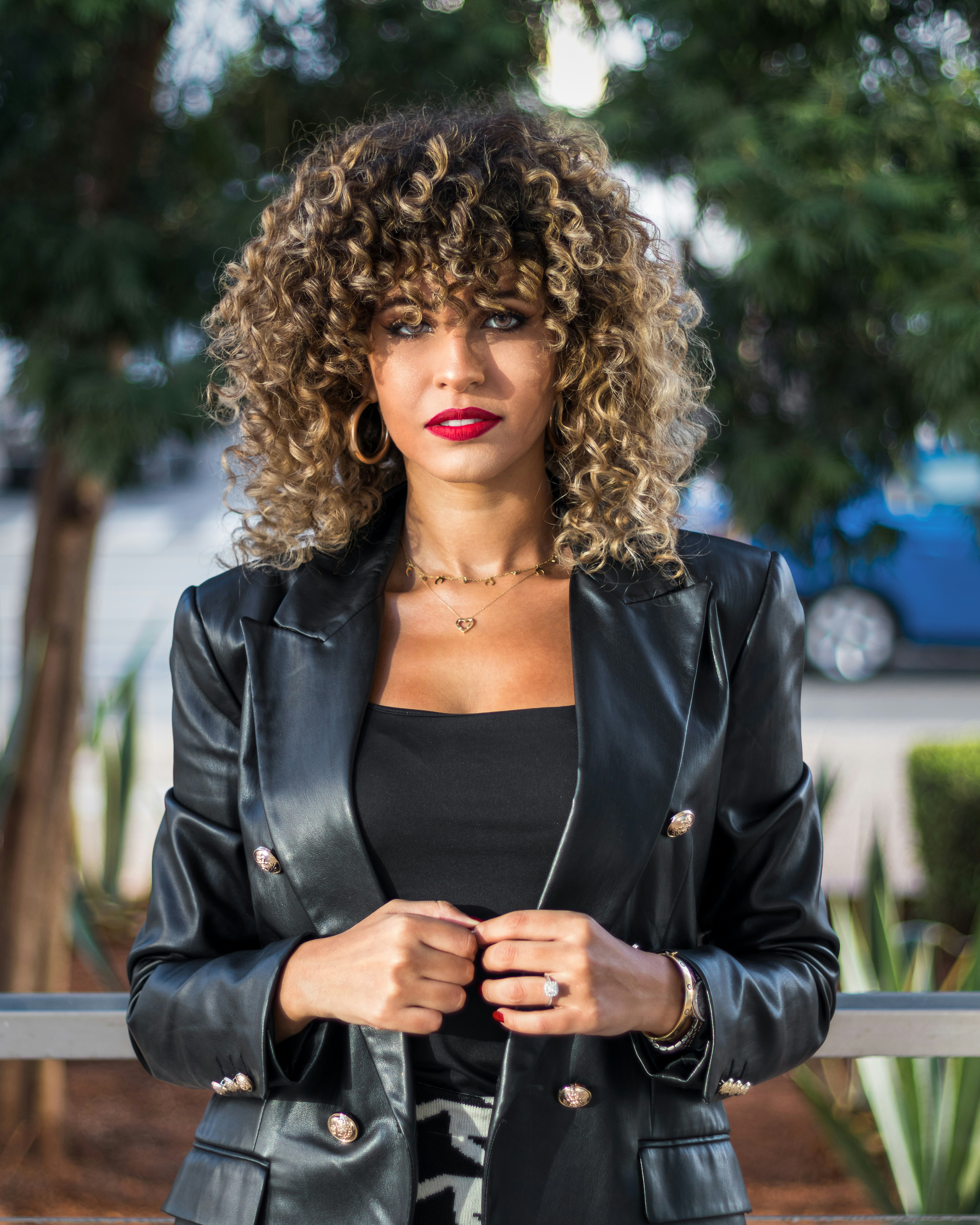 a person with curly hair