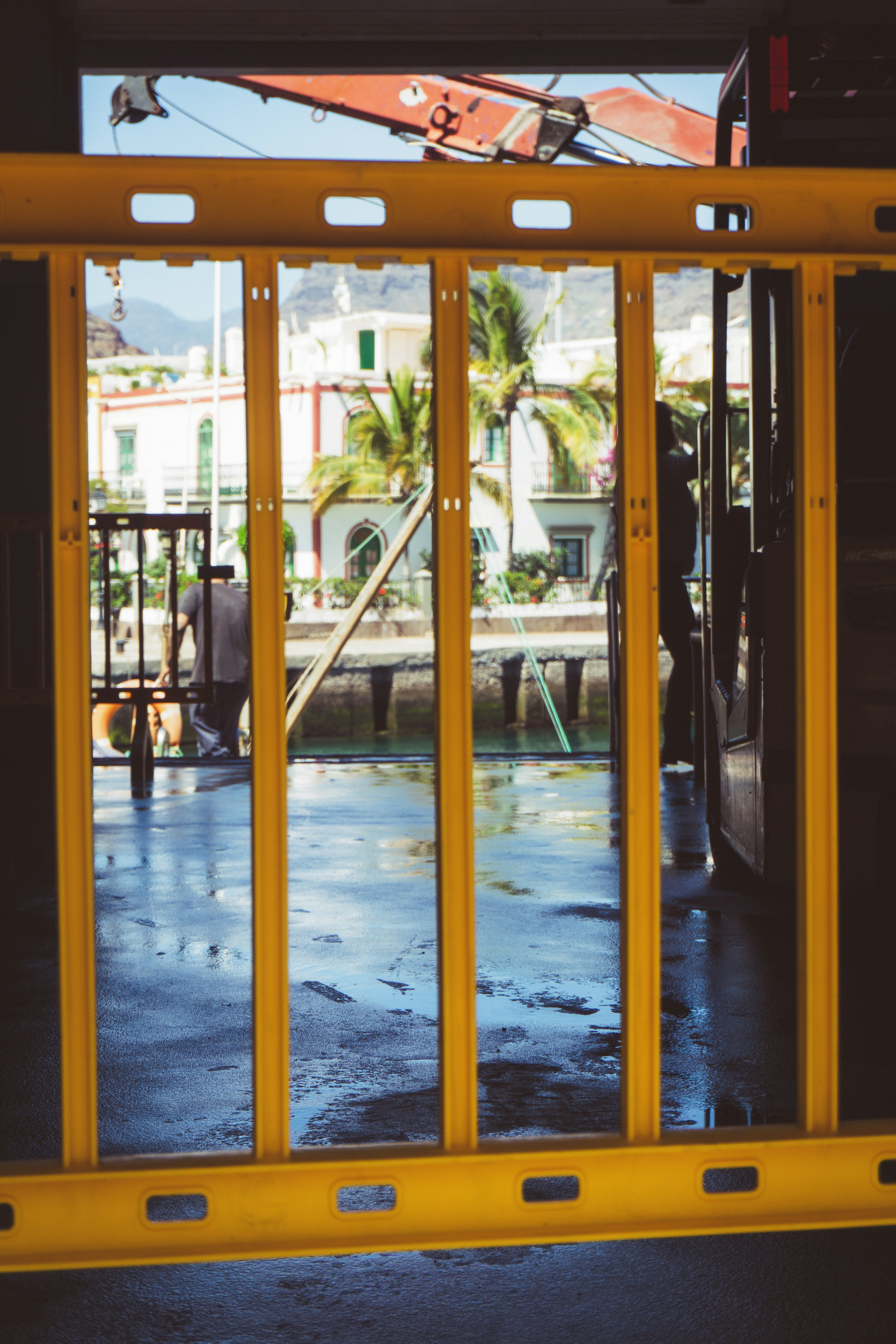 Through the Yellow Bars: A Quiet Portico Scene