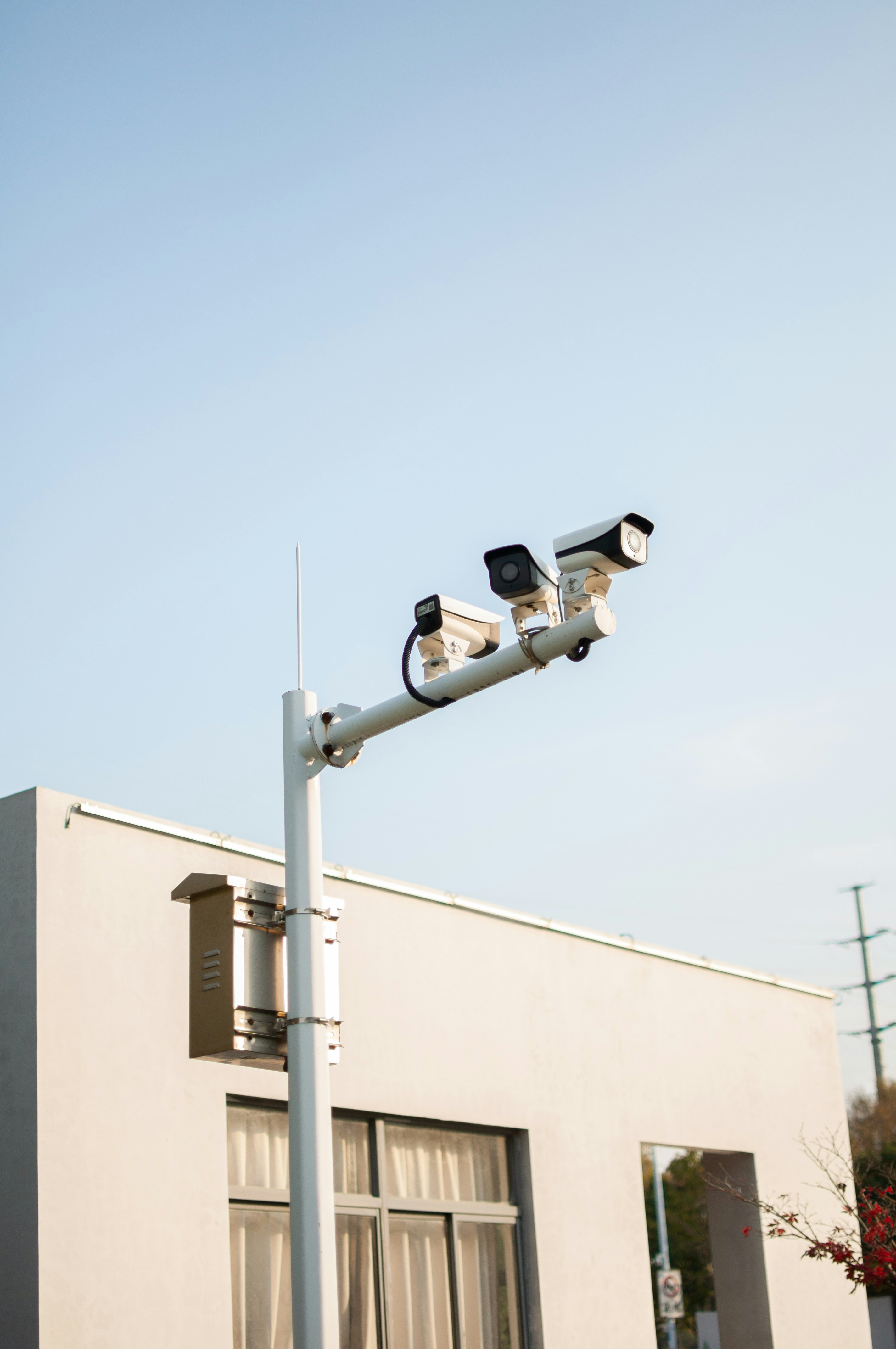 a camera on a pole
