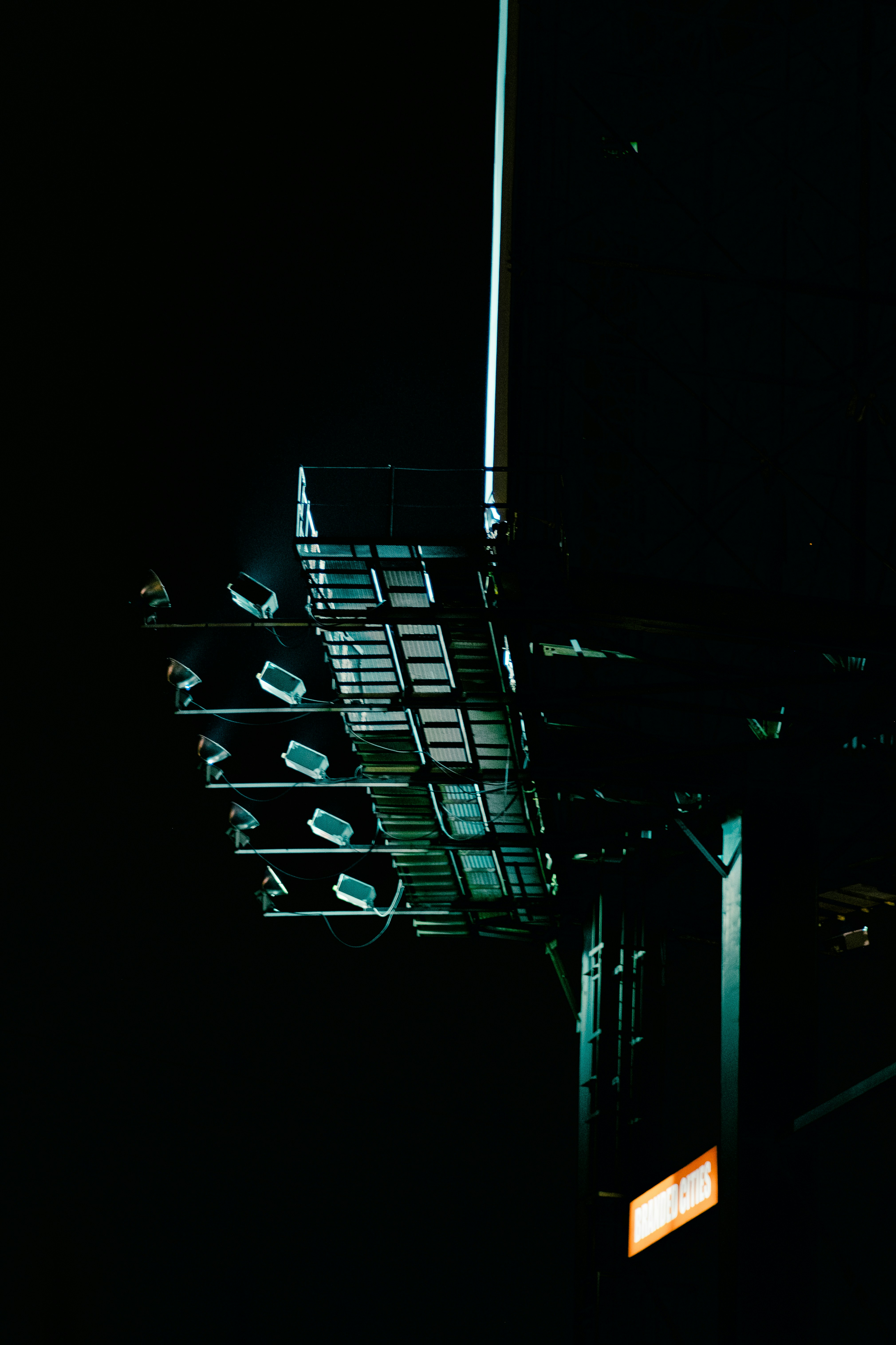 Neon Lattice on a Night Facade