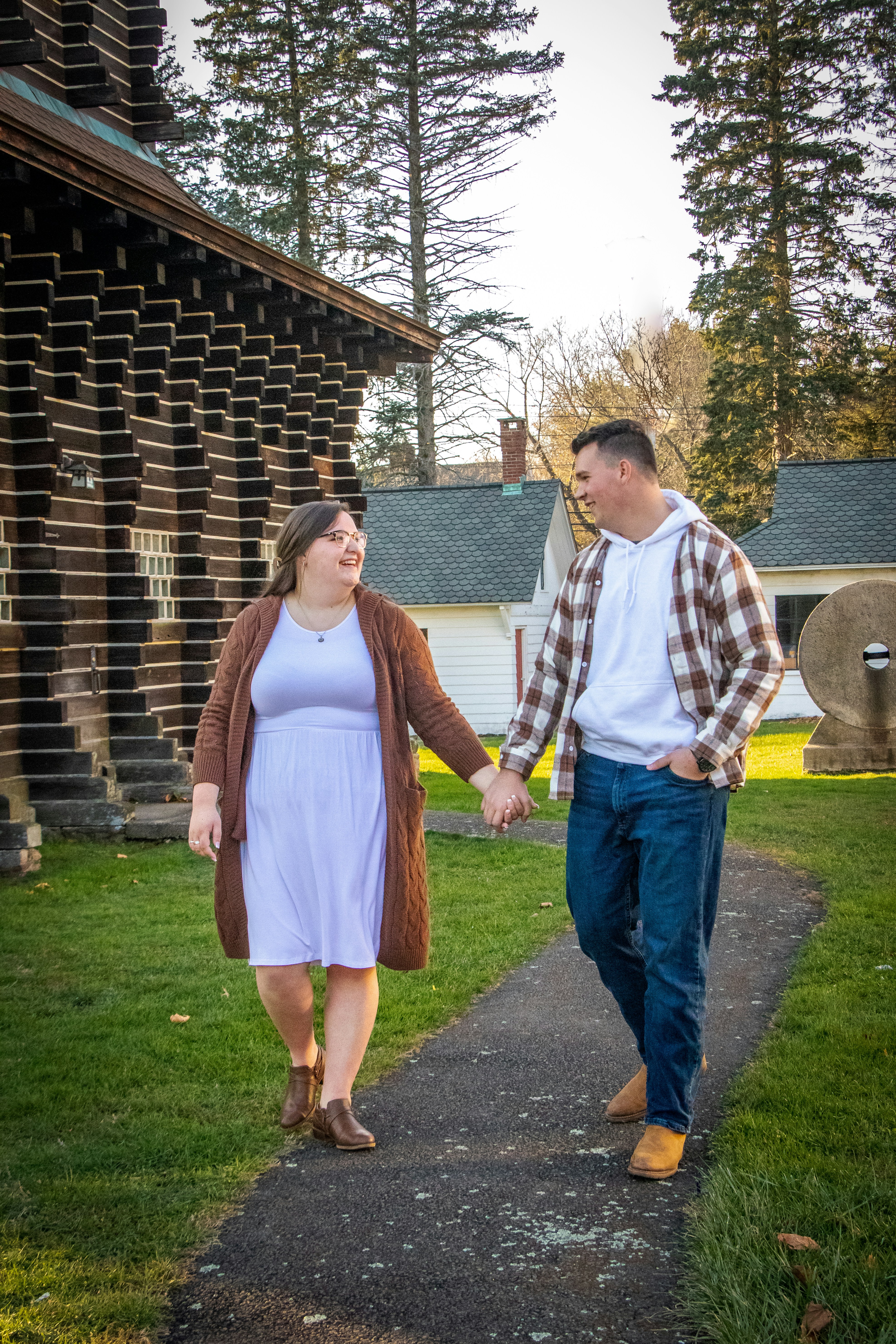 Quiet Affection on a Timber-Clad Path