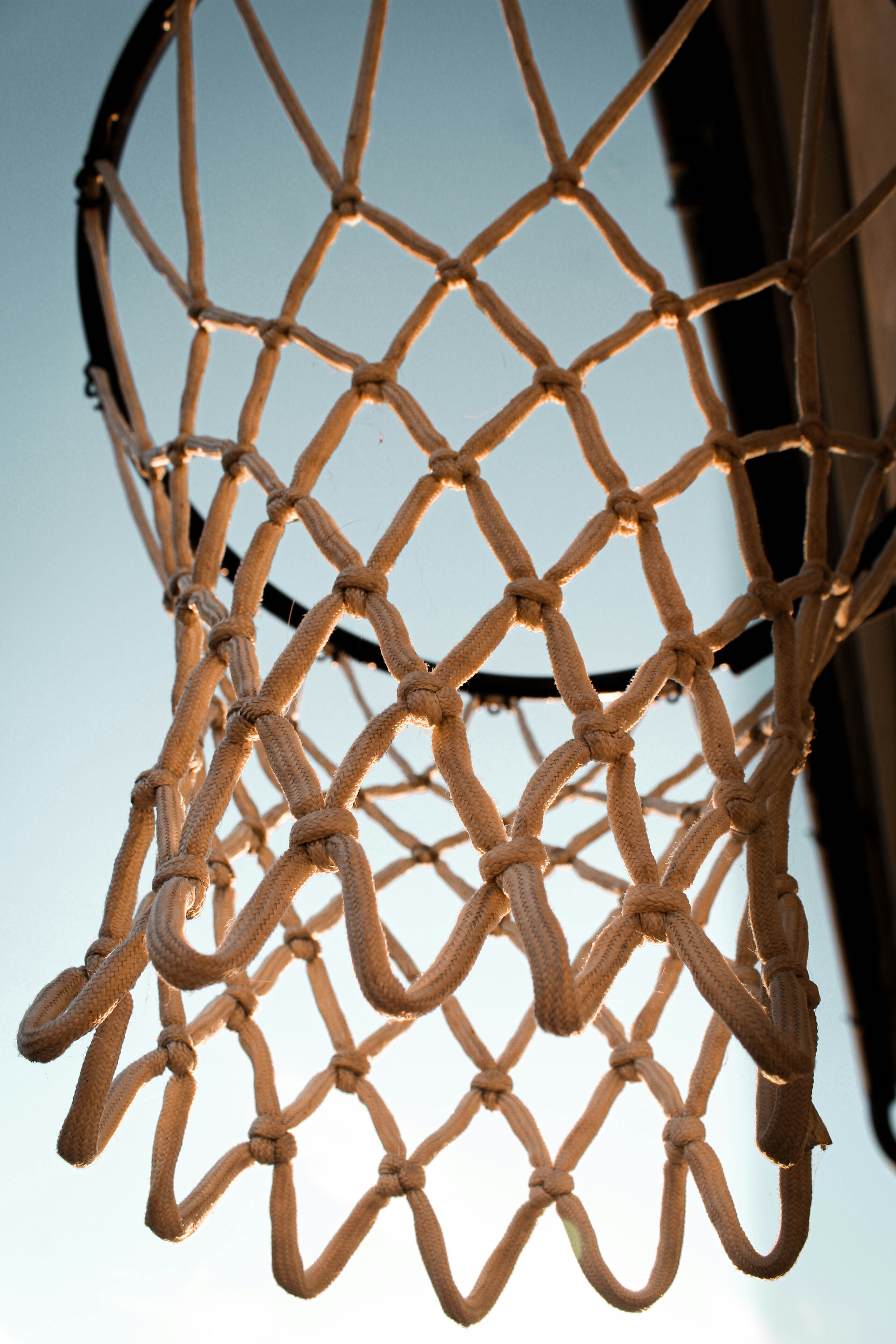 Basket rim lights up by the sun