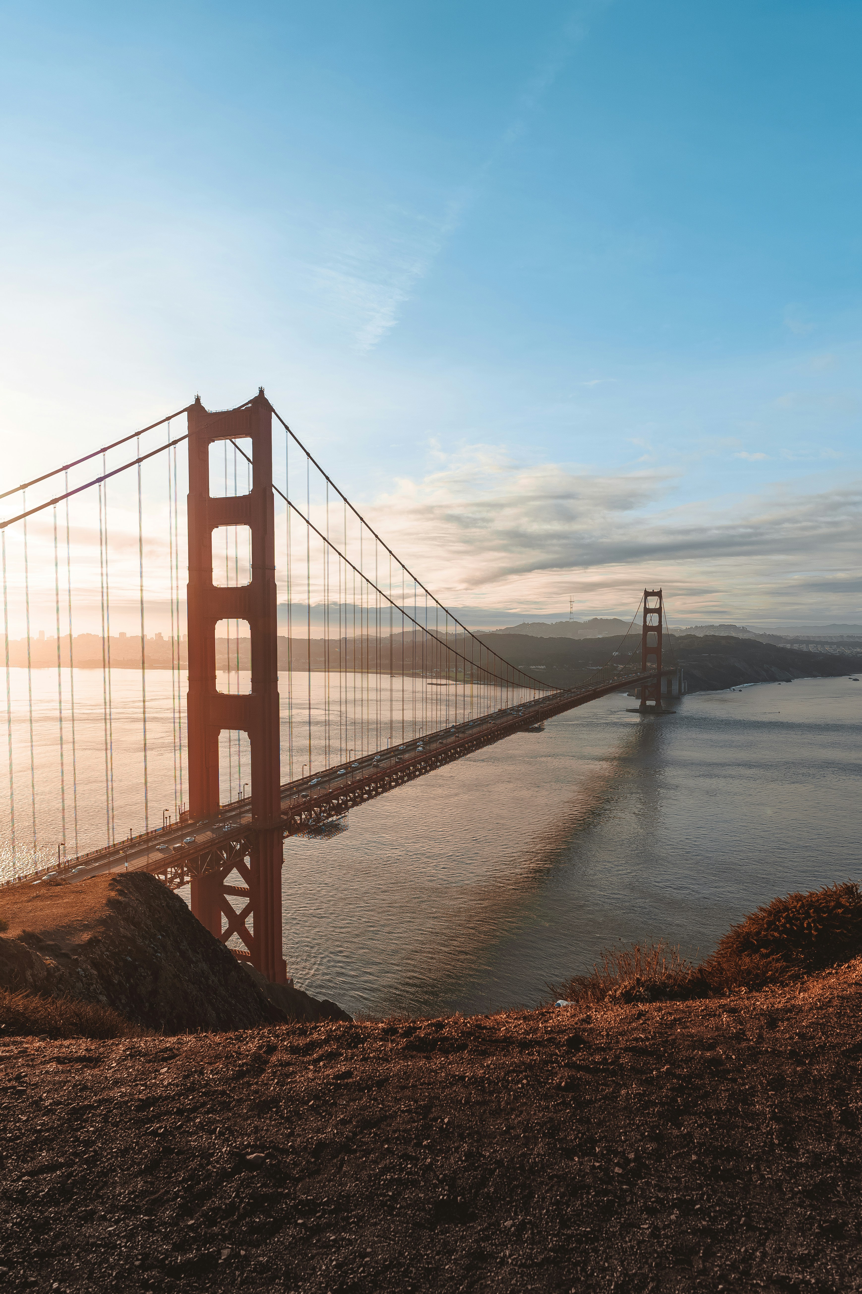 A large red bridge over water photo – Free Battery spencer Image on ...
