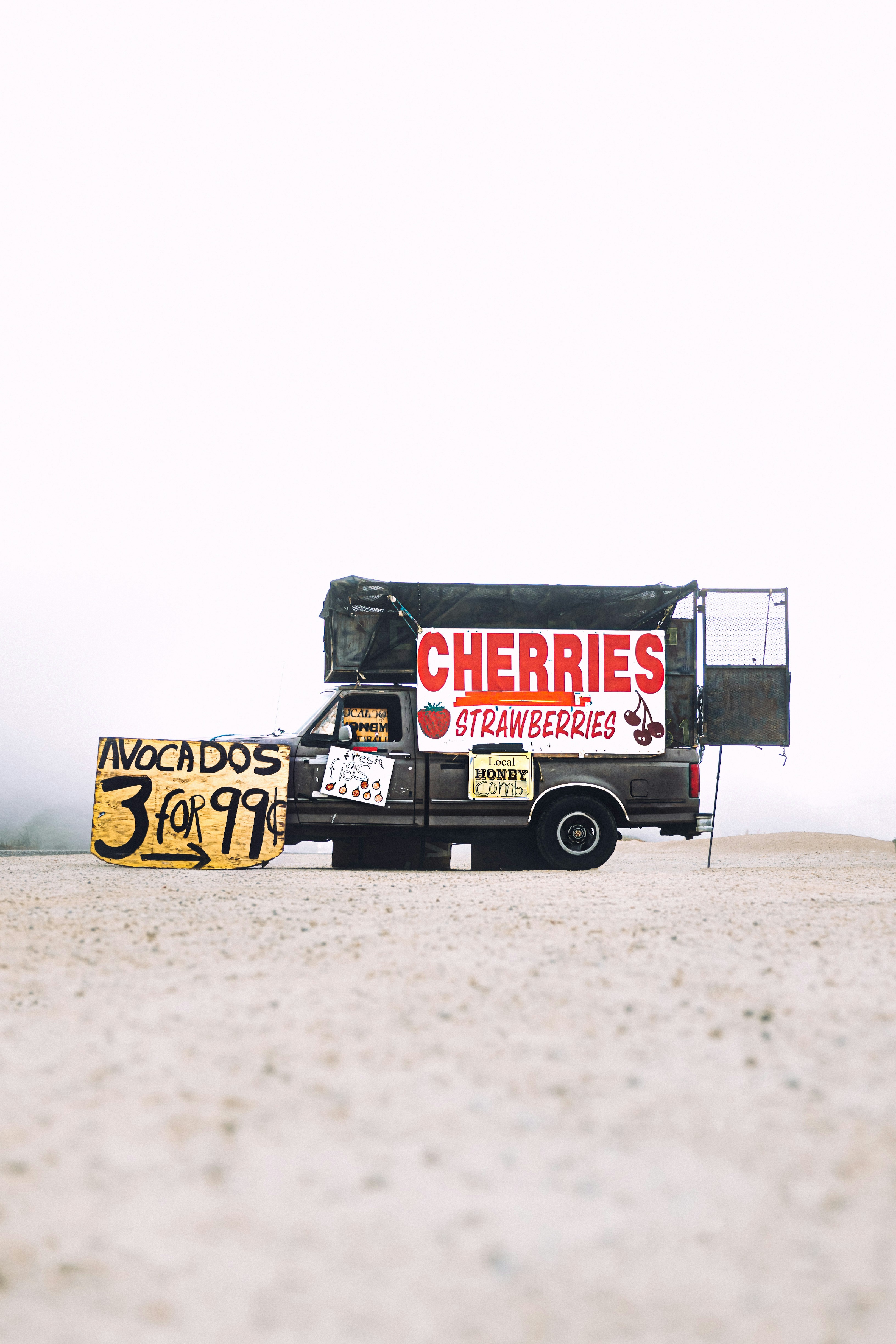 Cherries on Wheels: A Desert Food Stand in Focus