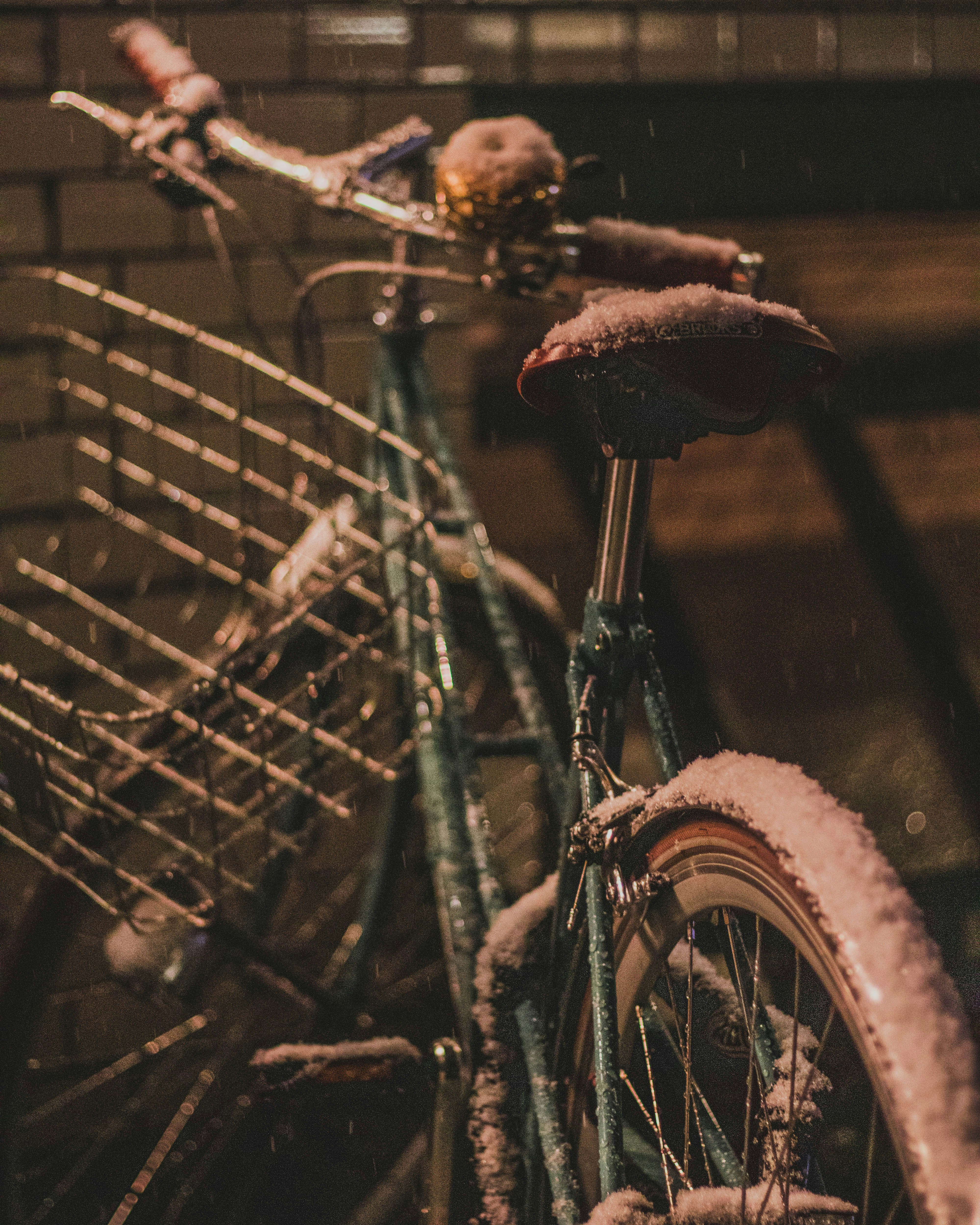 Snow-kissed Bicycle in a Quiet Night