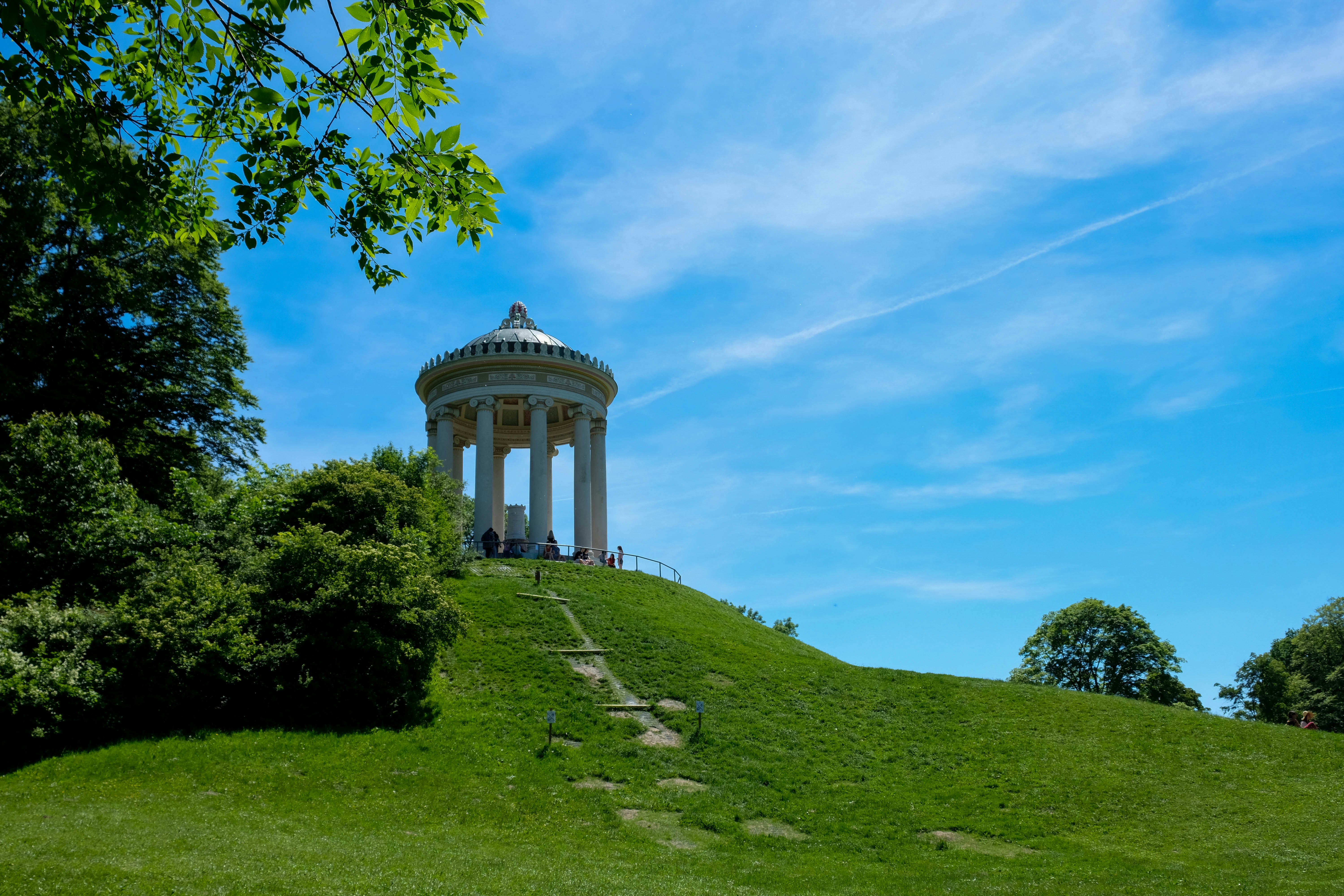 Temple Crest on the Hill: Neoclassical Shrine under a Cerulean Sky