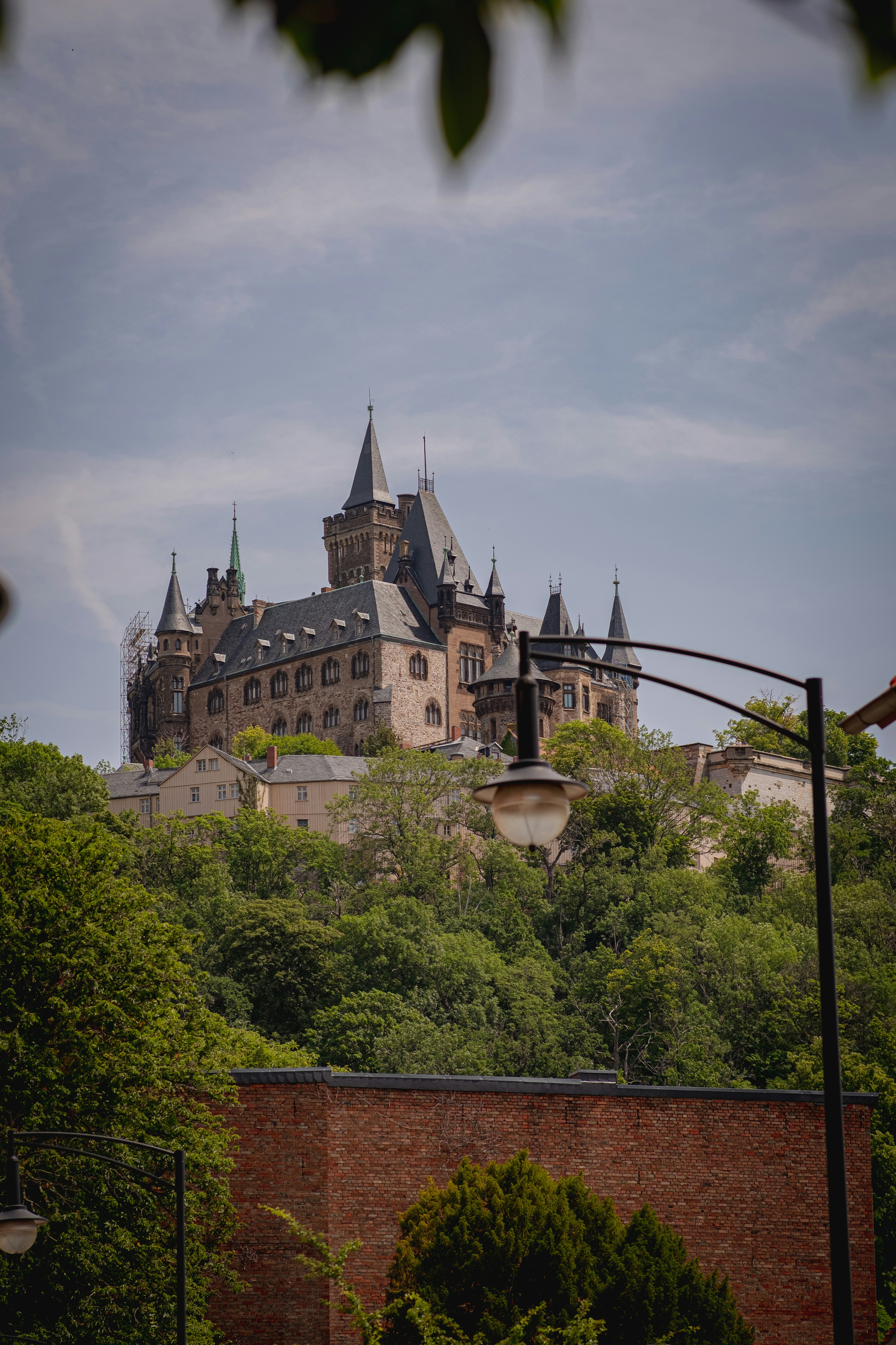 A castle on top of a hill surrounded by trees photo – Free Building ...
