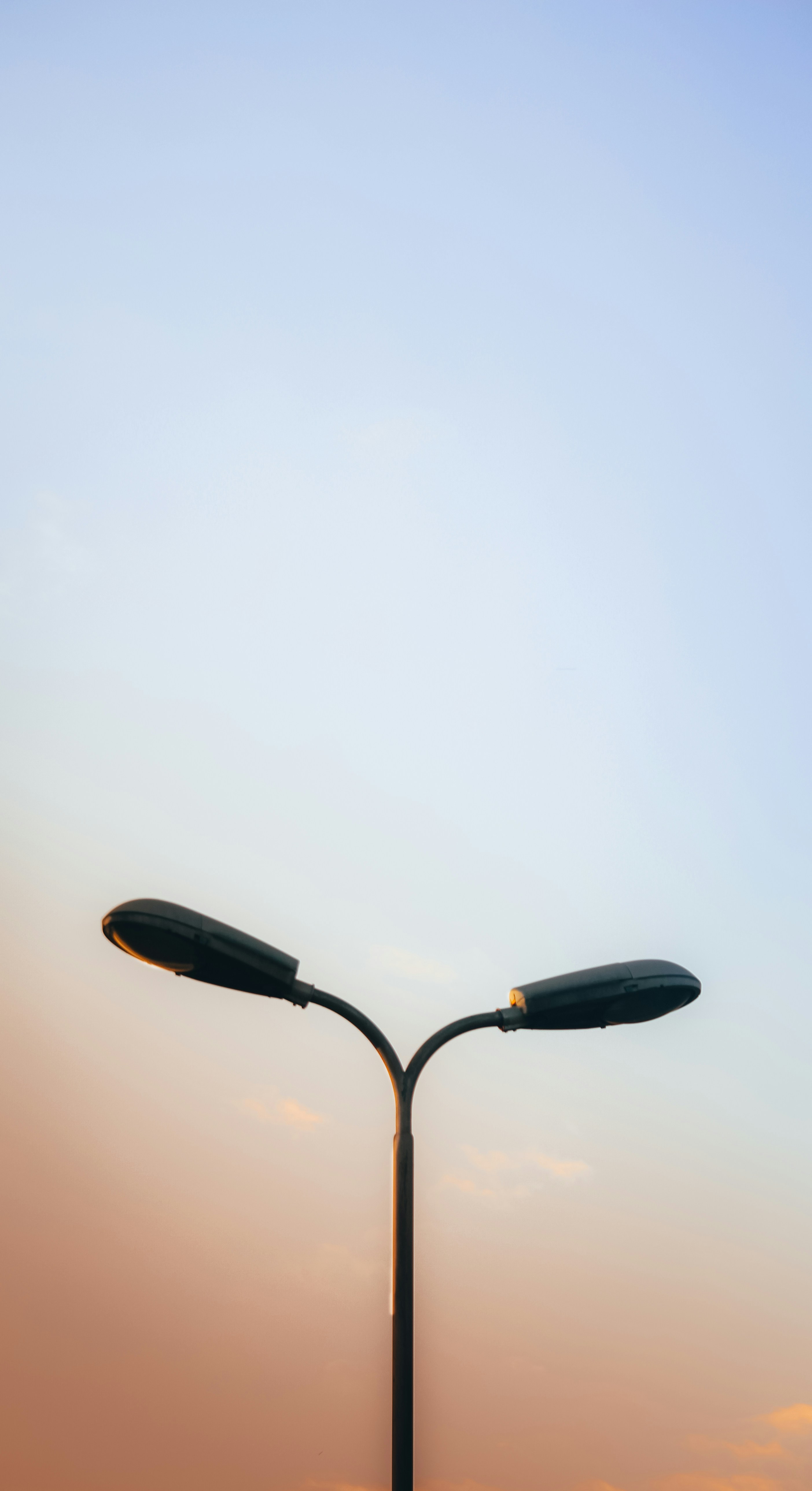 Y-Arc at Dusk: A Lone Streetlamp Against a Gradient Sky
