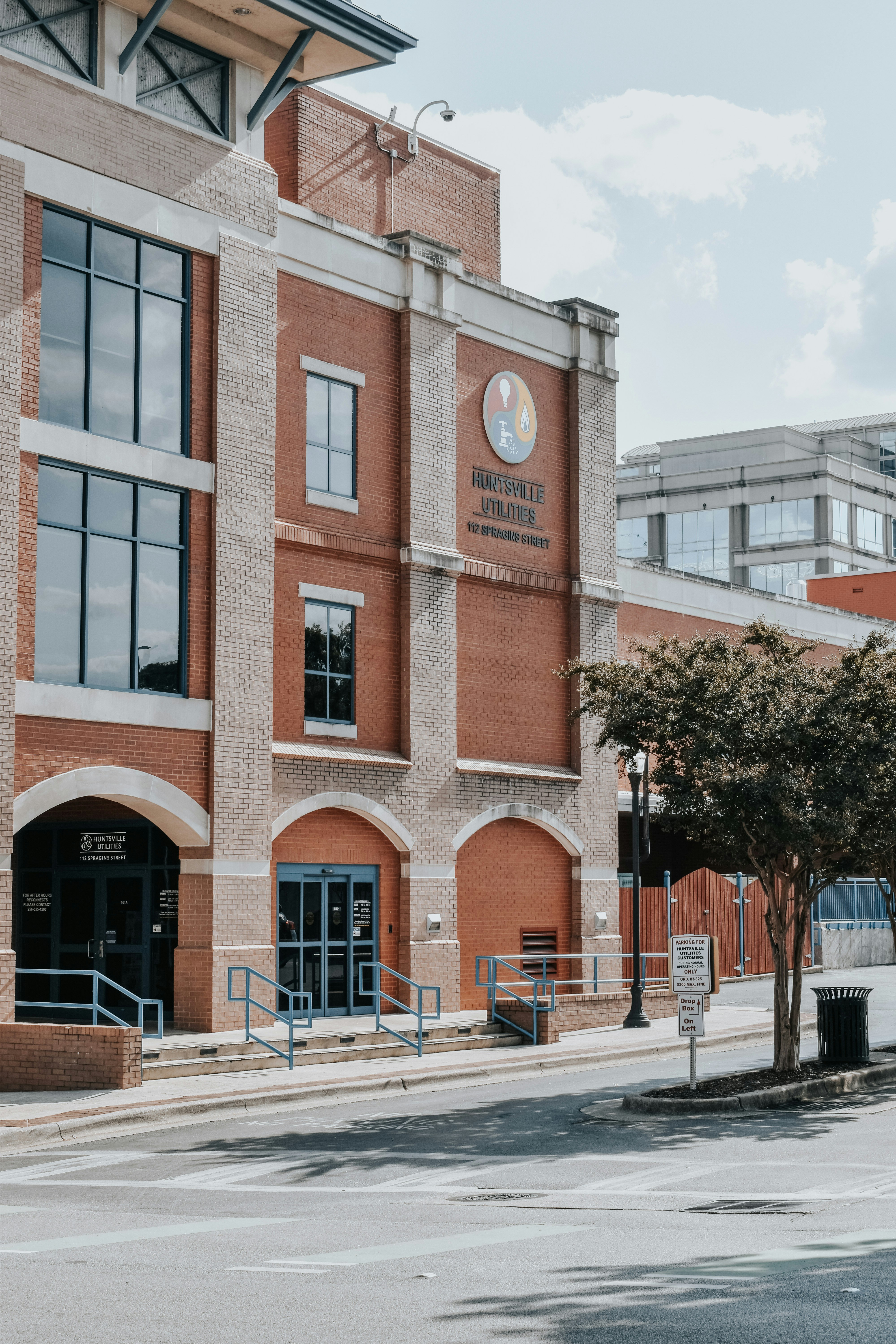 Brick Facade and Archways of a Civic Building