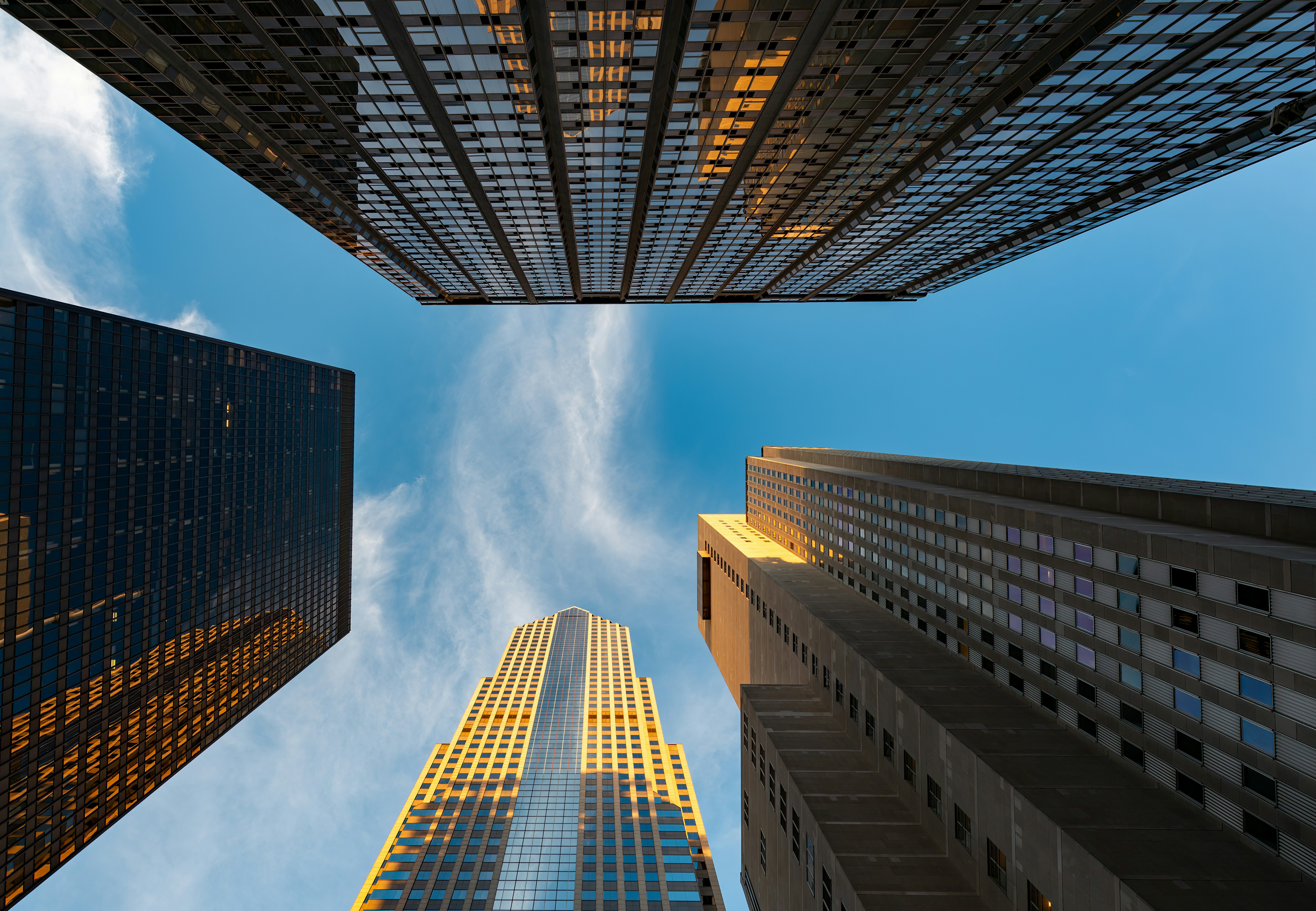 Looking up at tall buildings in a city photo – Free Chicago Image on ...