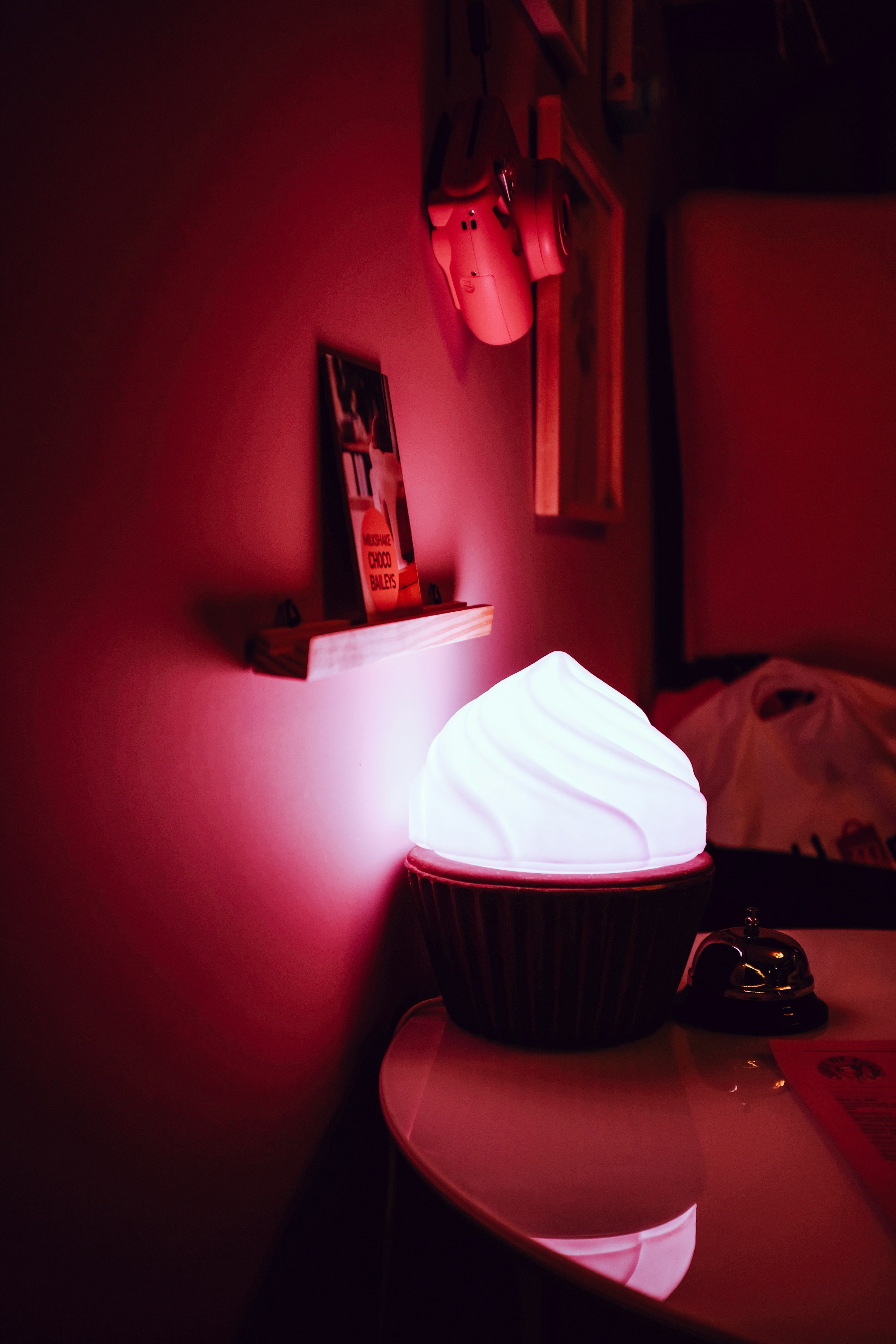 Red Nightlight in a Cozy Desk Nook