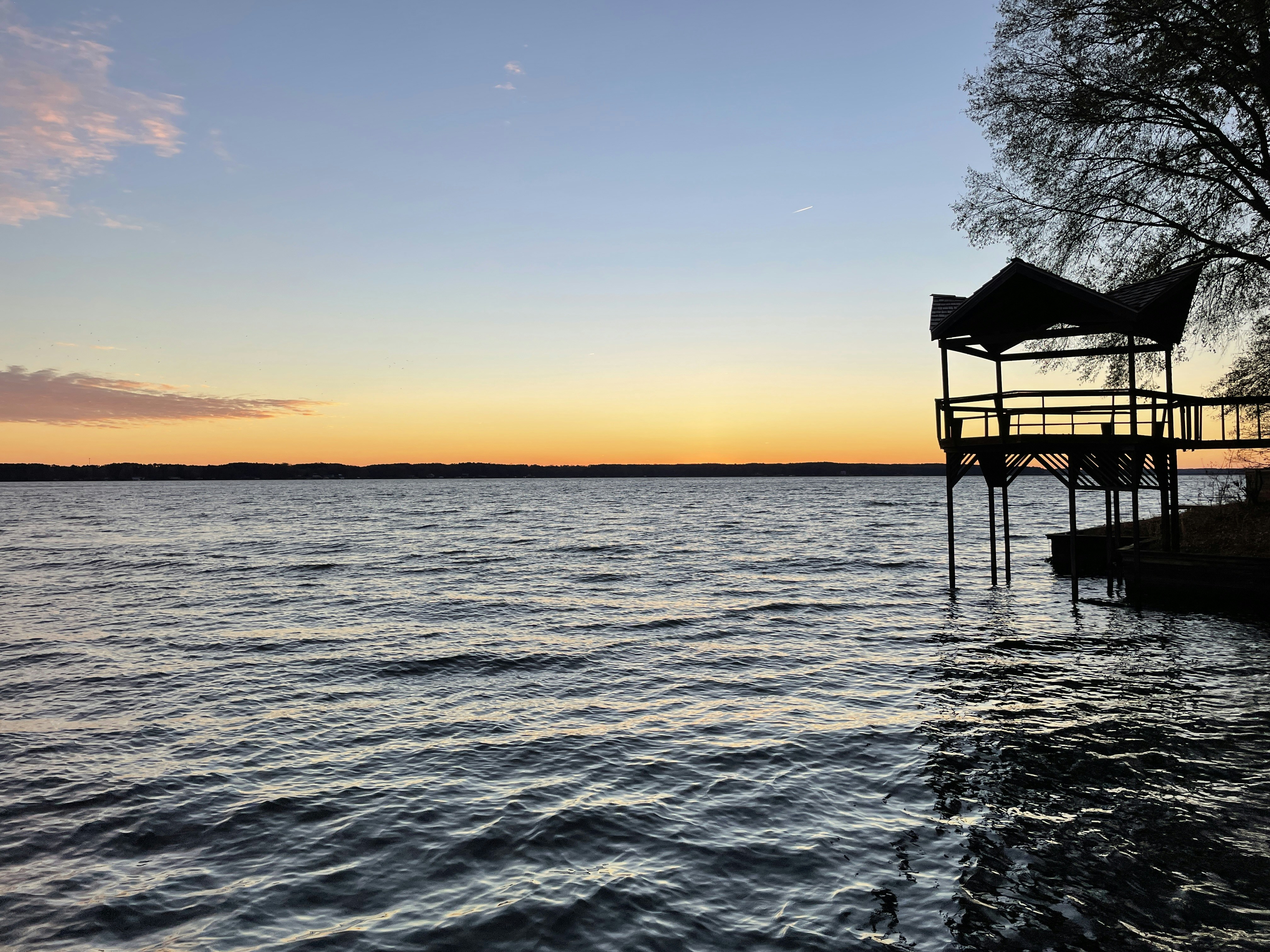A gazebo at sundown.
