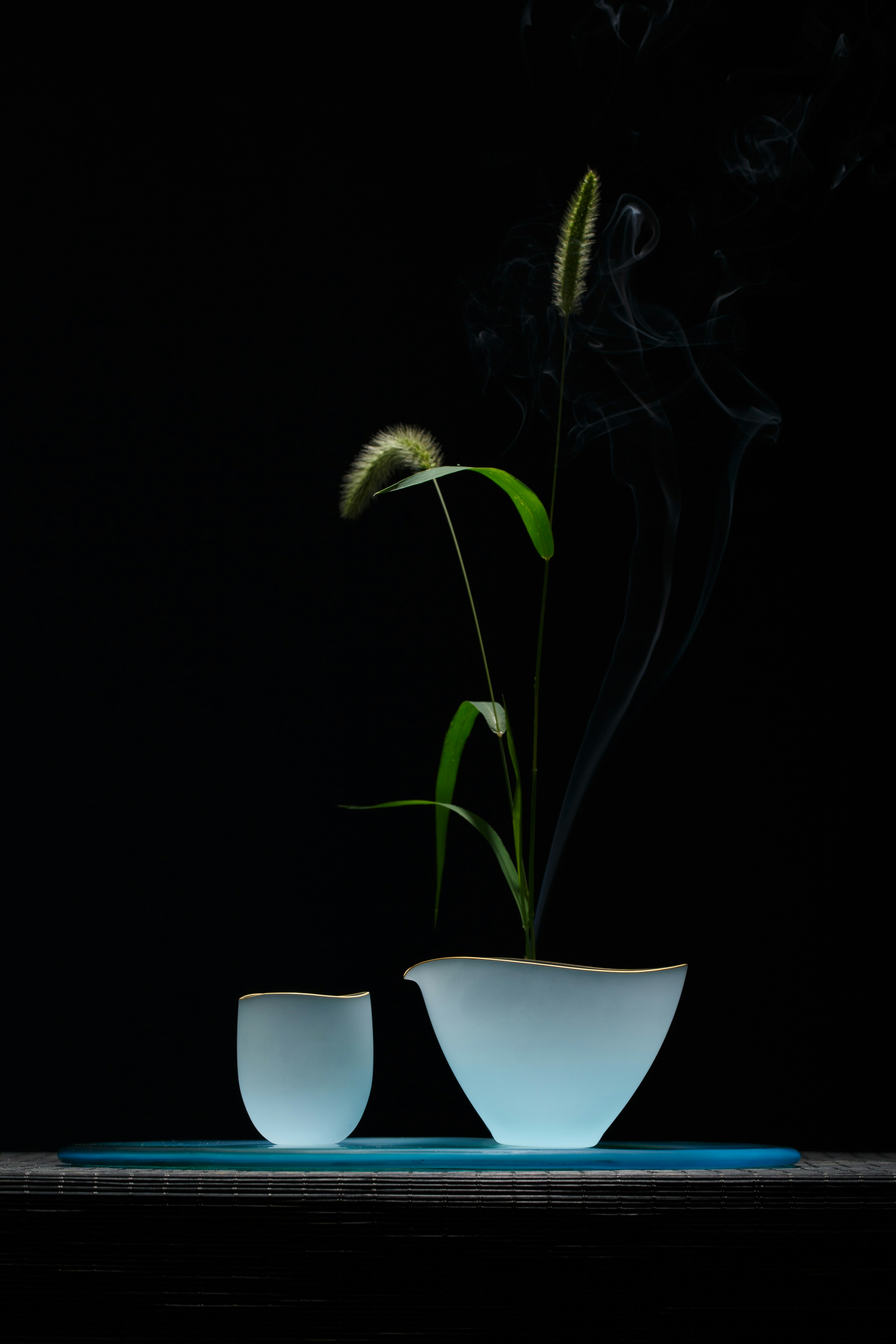 Glass, Green Sprigs and Smoke: A Minimal Midnight Still Life
