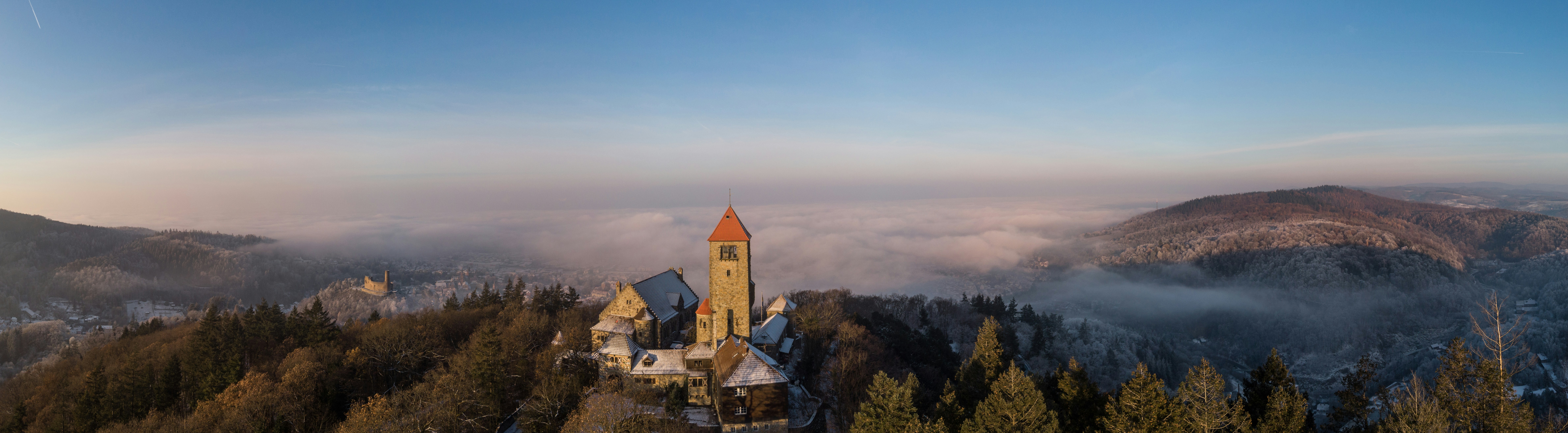 View on Windeck Castle on a winter day