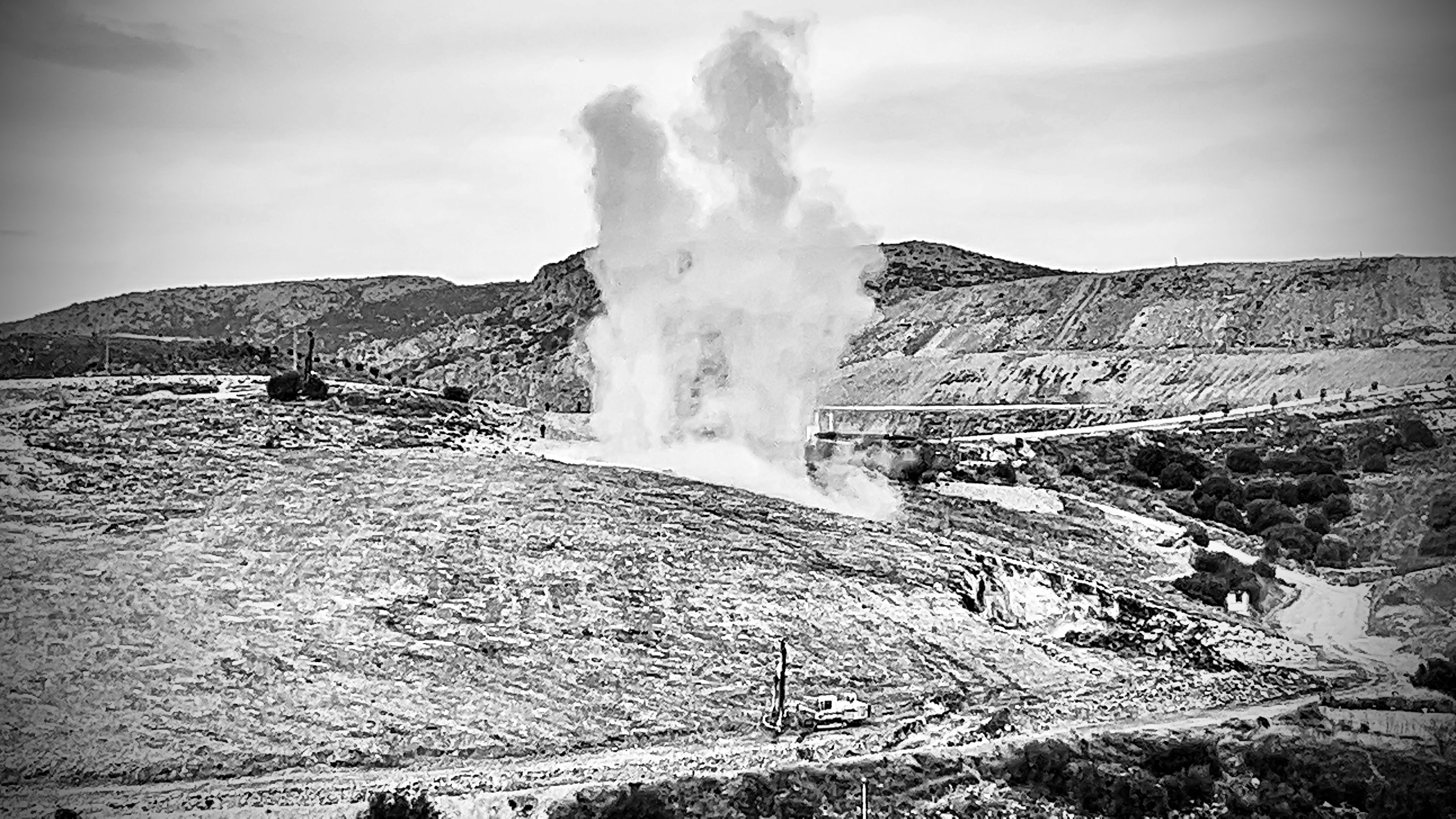 An old photo of a geyser coming out of the ground photo – Free Ελλάδα ...