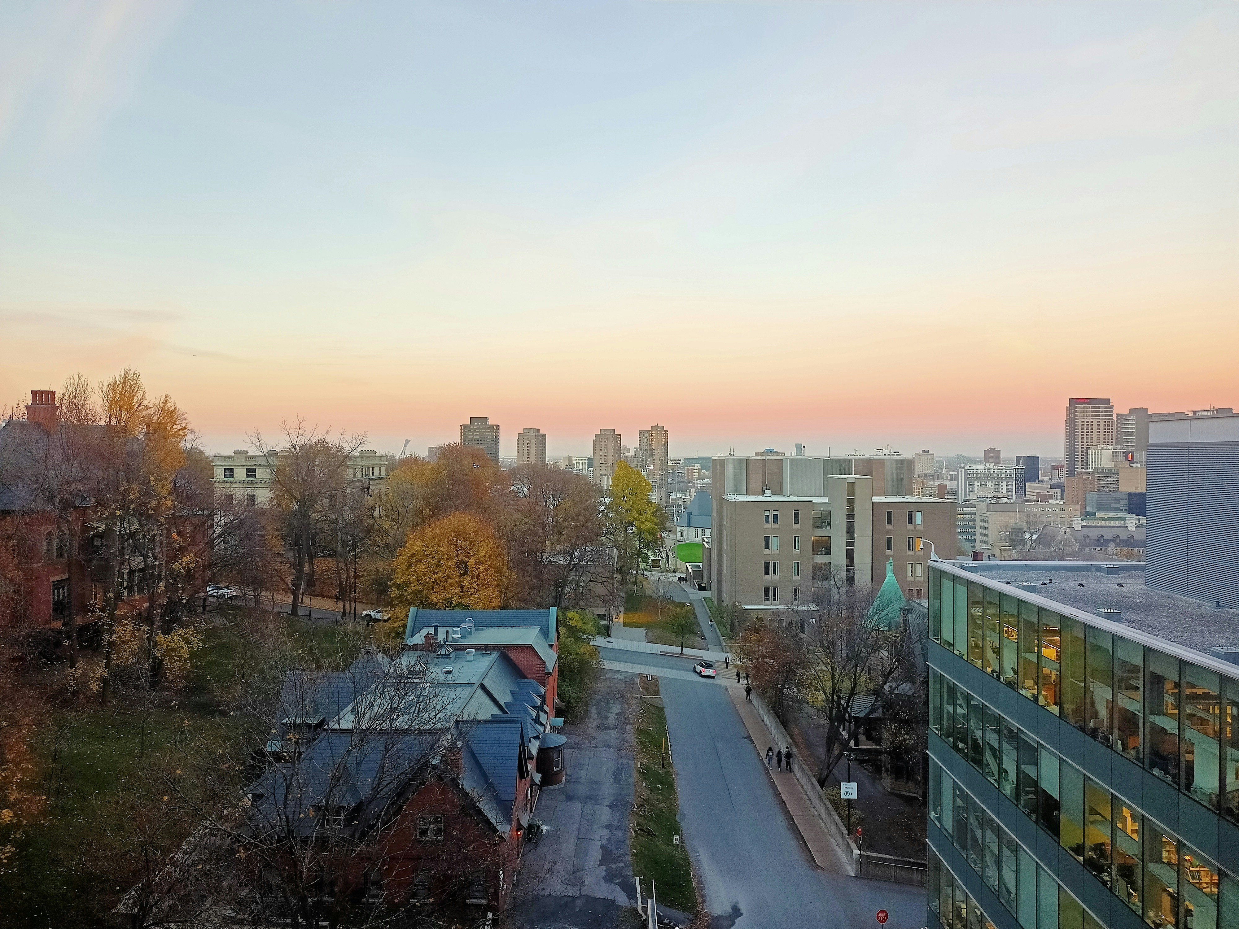 a view of a city from a high rise building