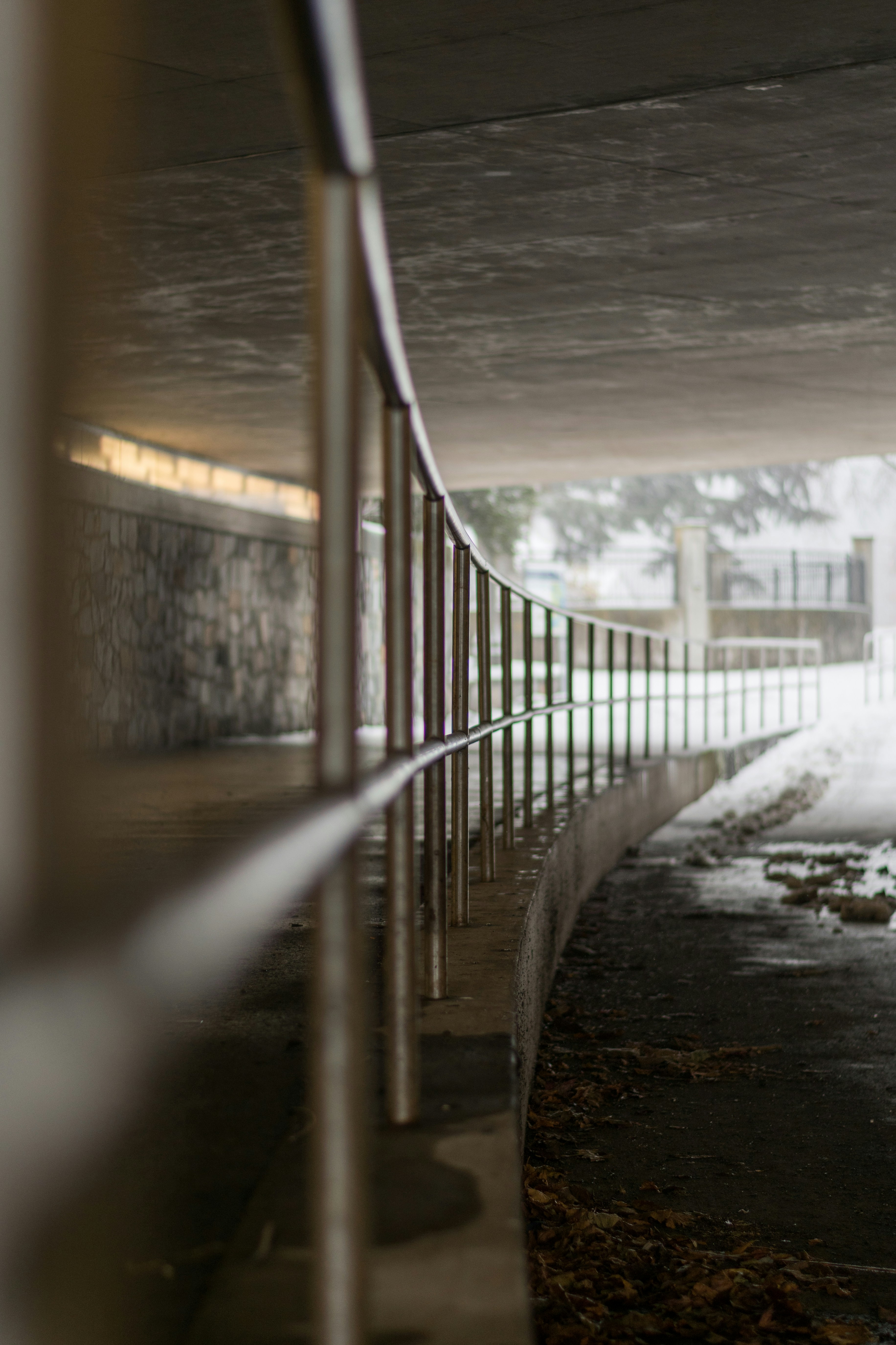 Leading Line Through a Quiet Underpass: The Rail's Path to Light