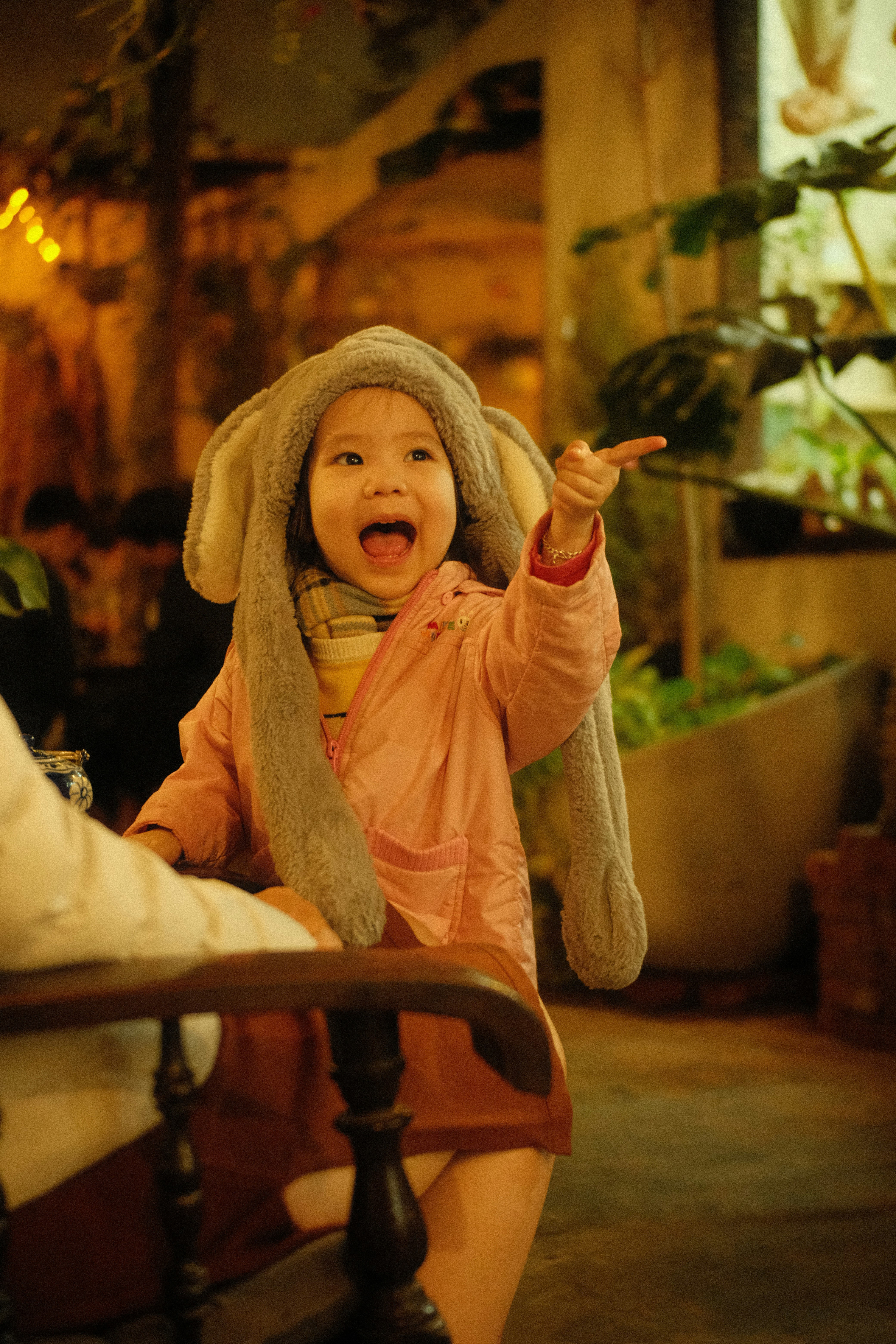 Joyful Moment Under Warm Lights