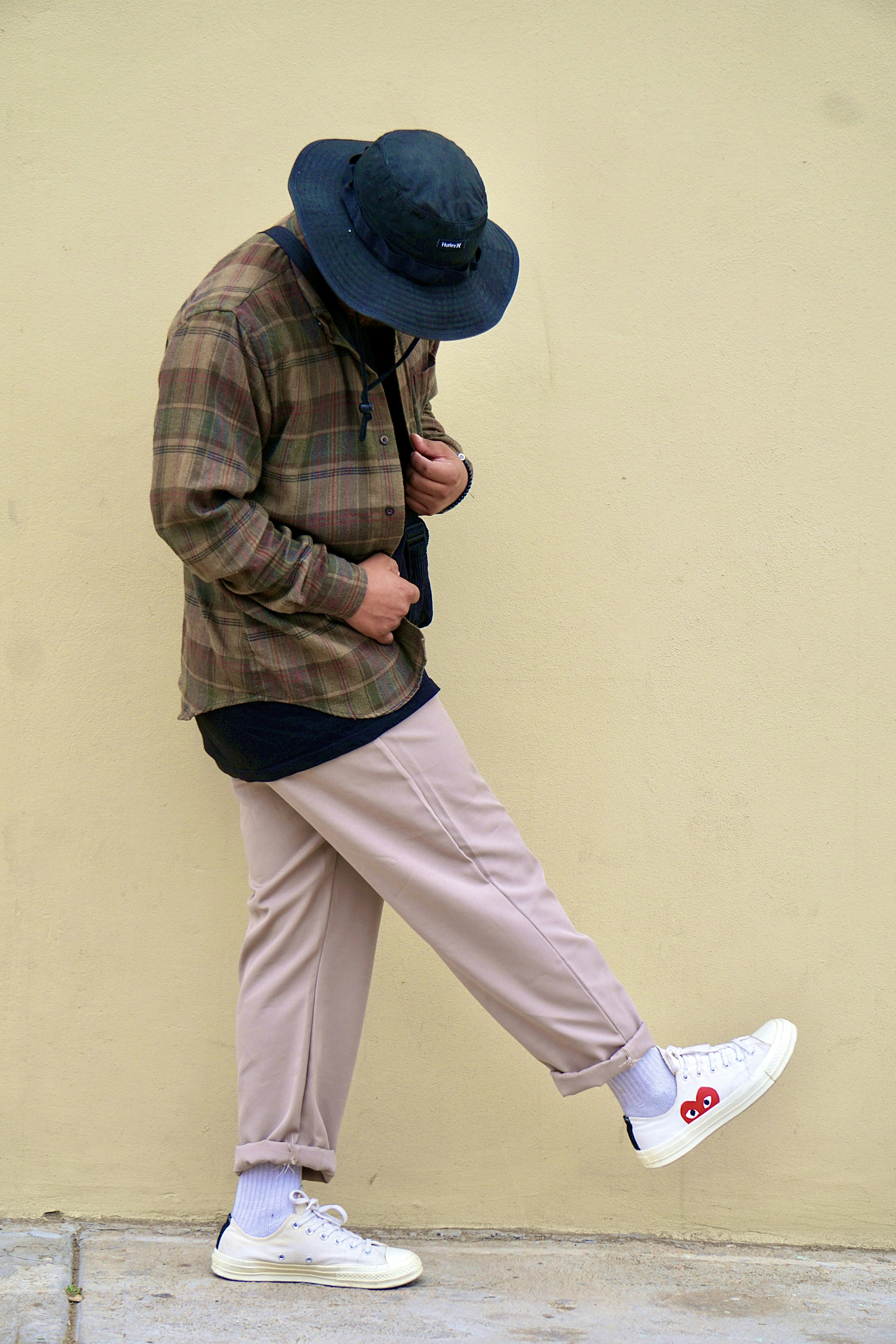Diagonal Step Against a Pale Yellow Wall