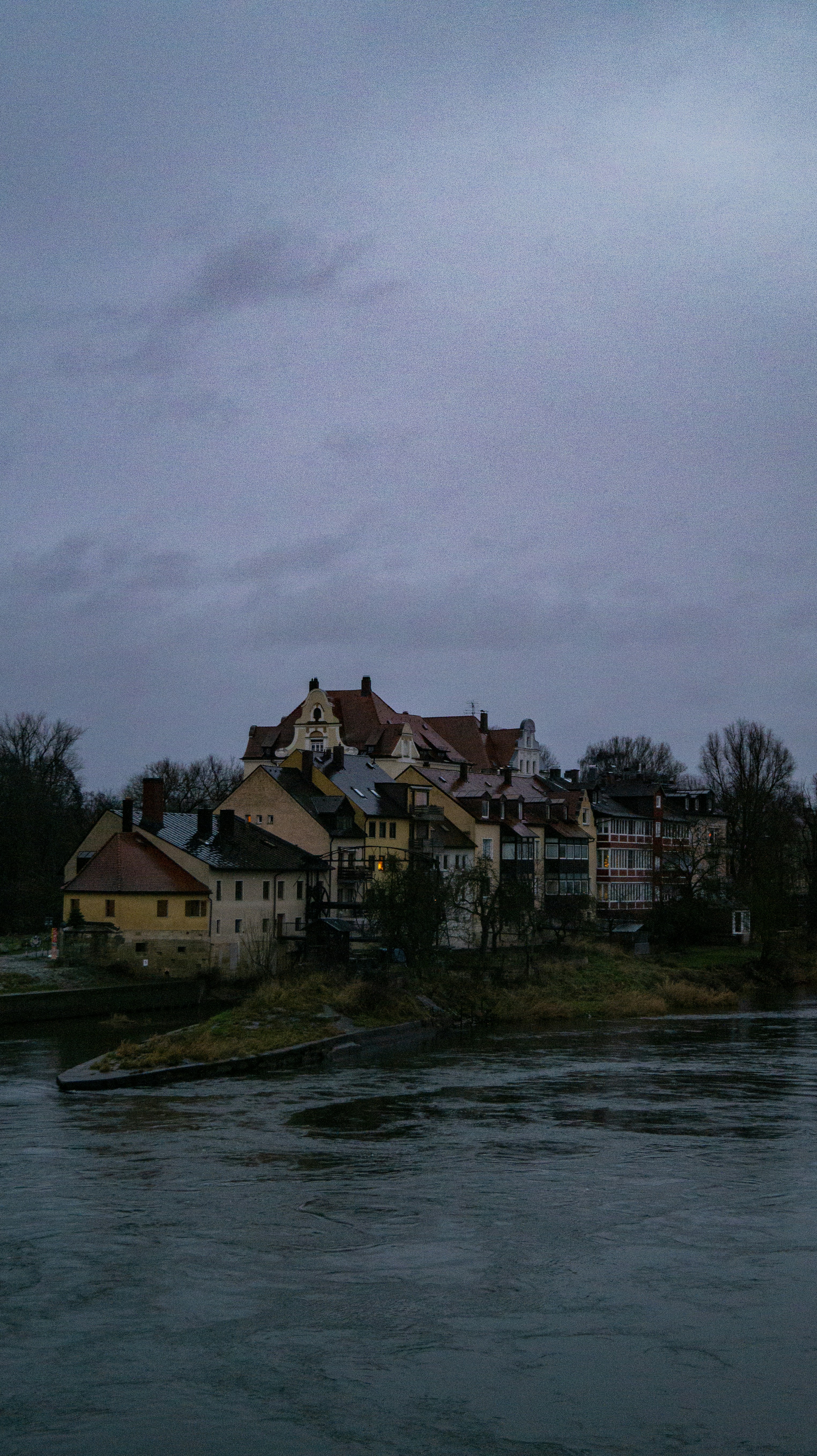 Riverside Island Hamlet at Dusk
