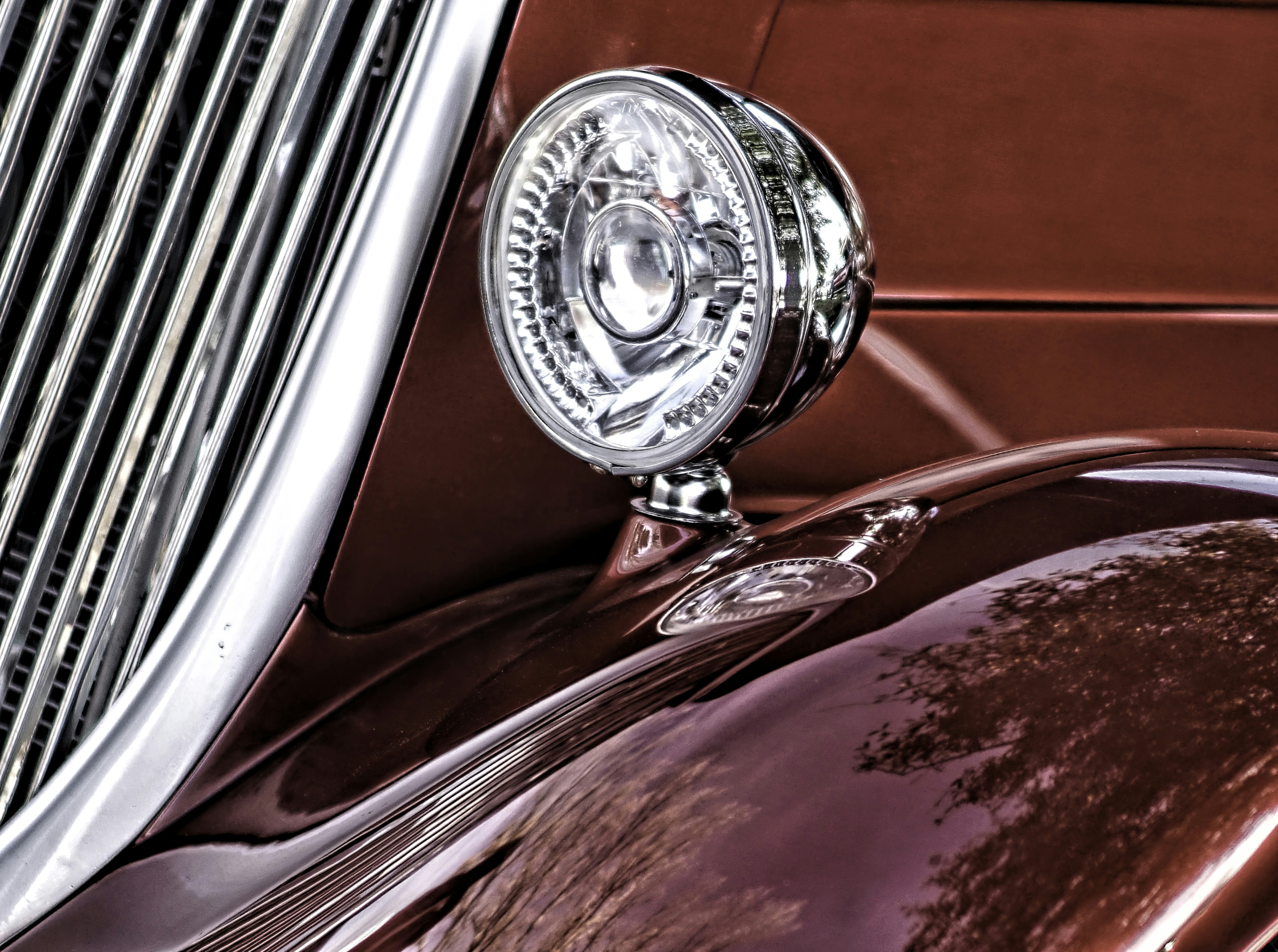Chrome Crowned: The Glinting Front End of a Lavender Red Classic