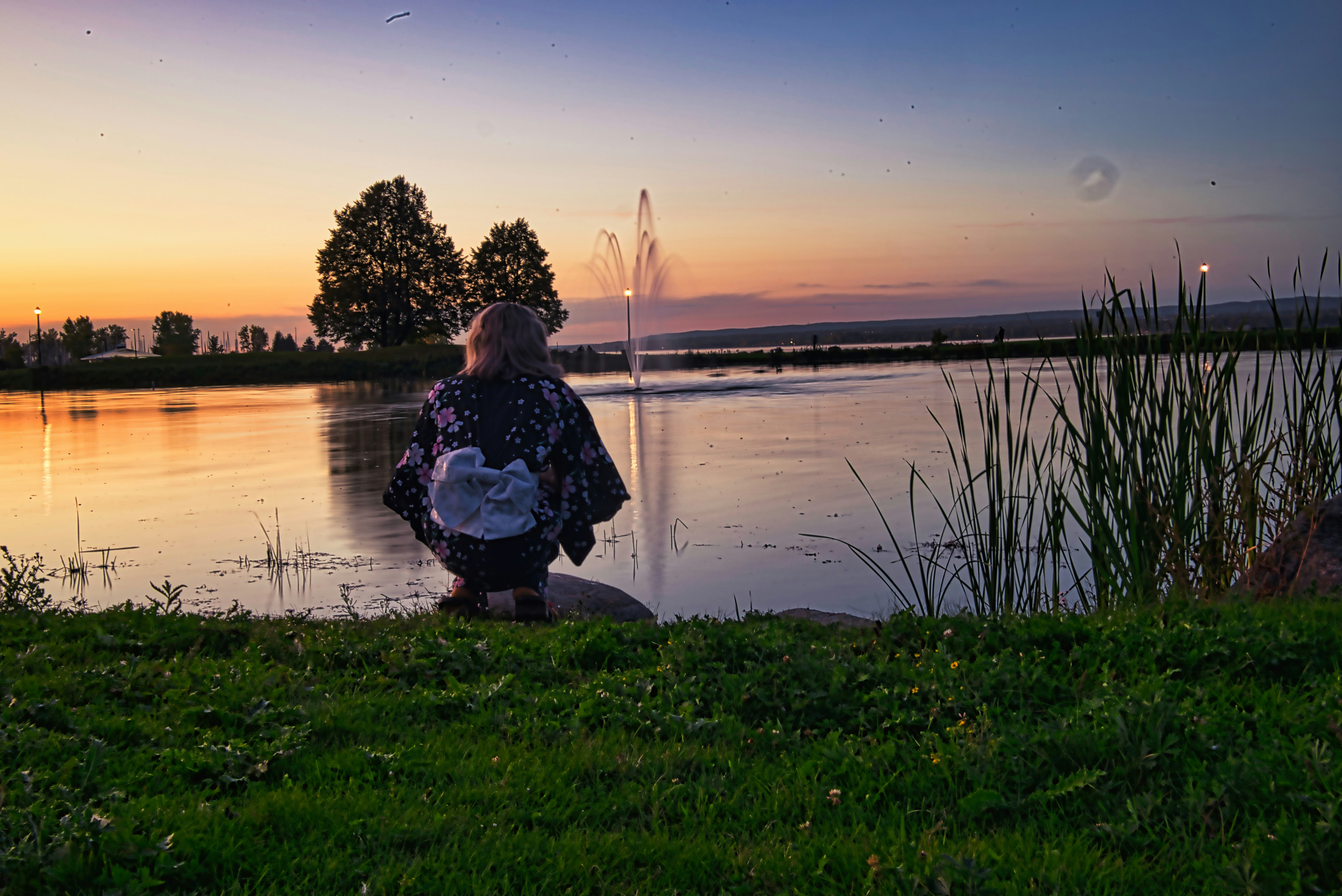 Twilight Contemplation by the Lakeside