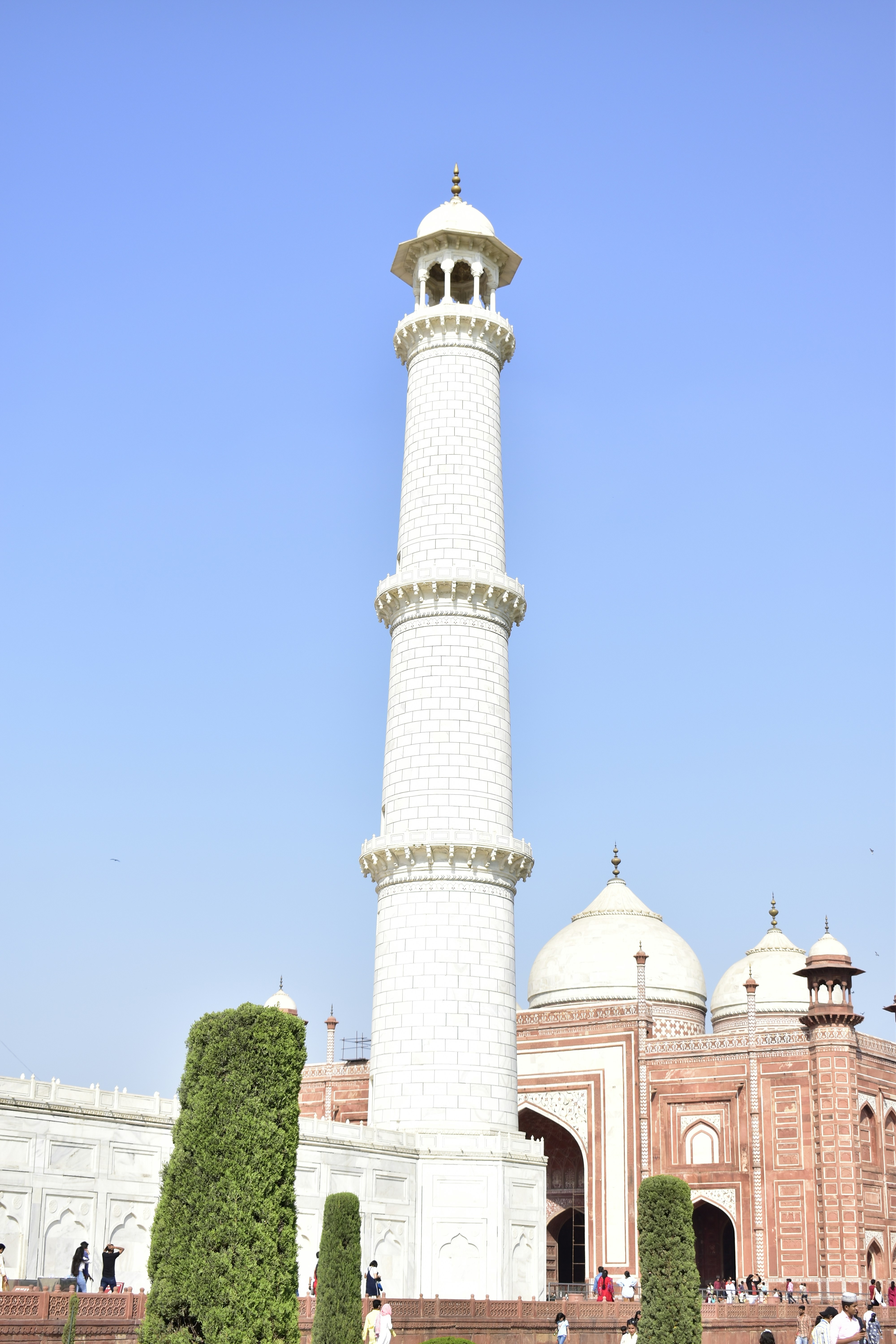 A tall white tower sitting next to a lush green park photo – Free ...