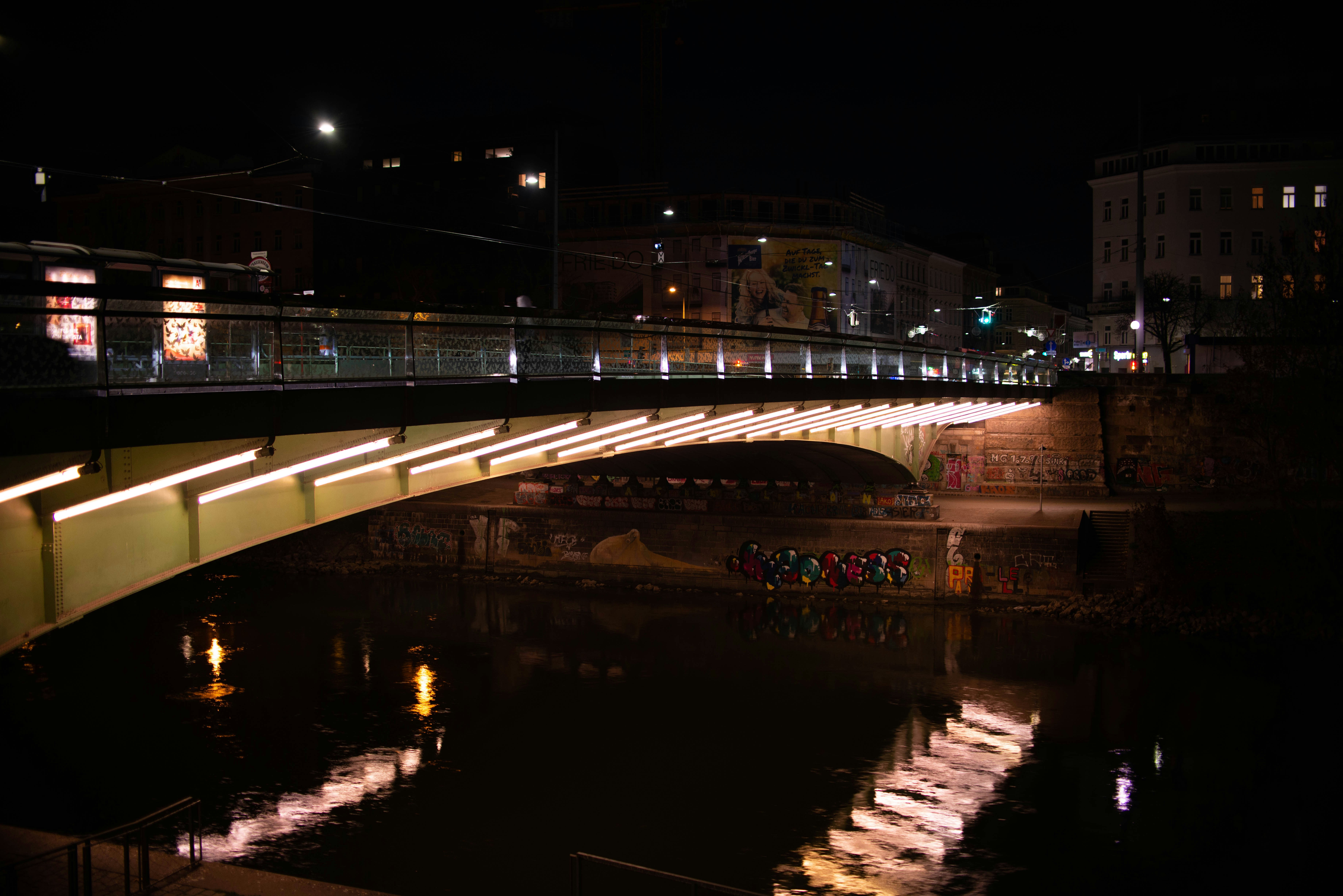 bridges on a night out in Vienna