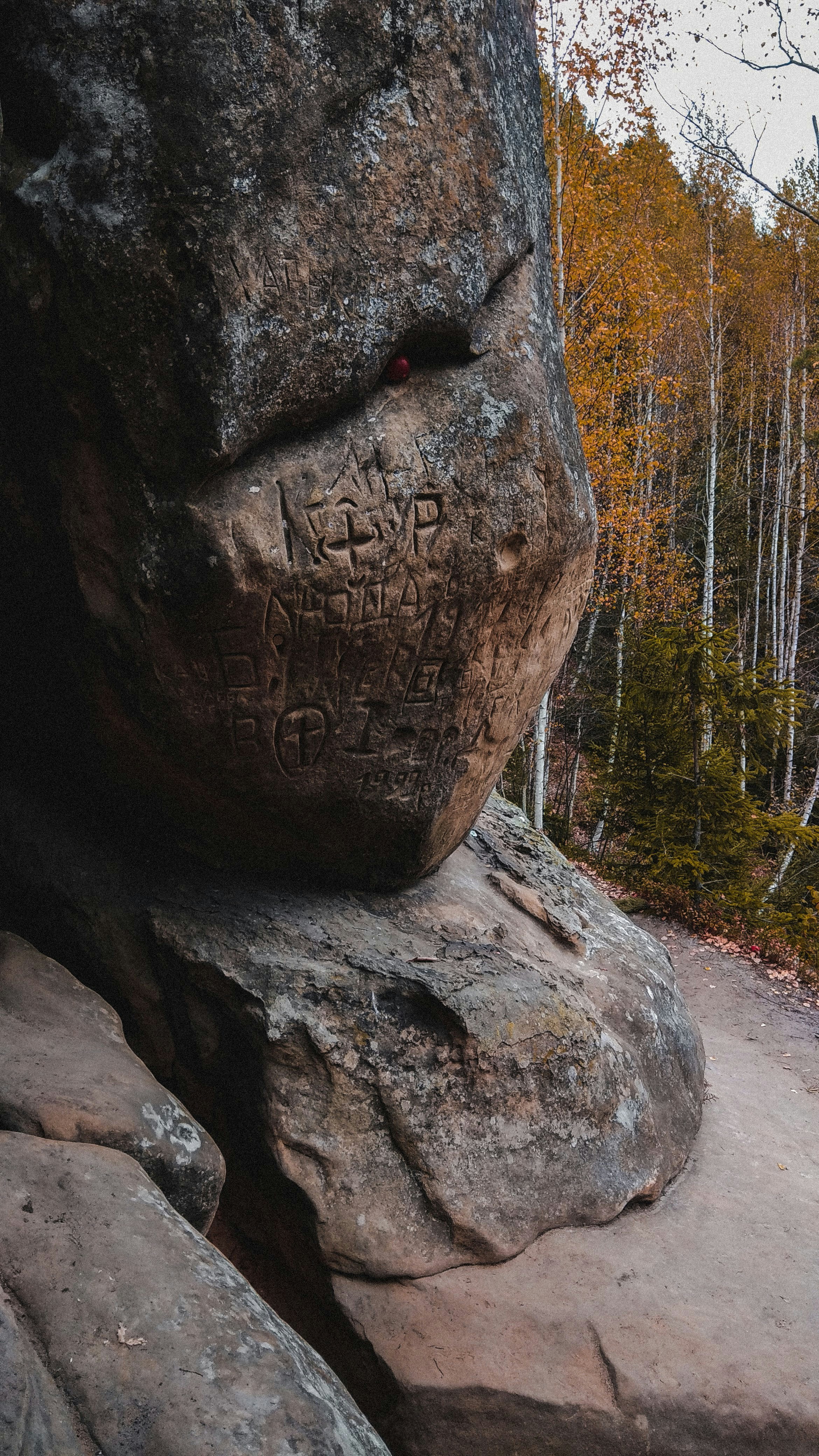 Granite Glyphs by the Autumn Trail