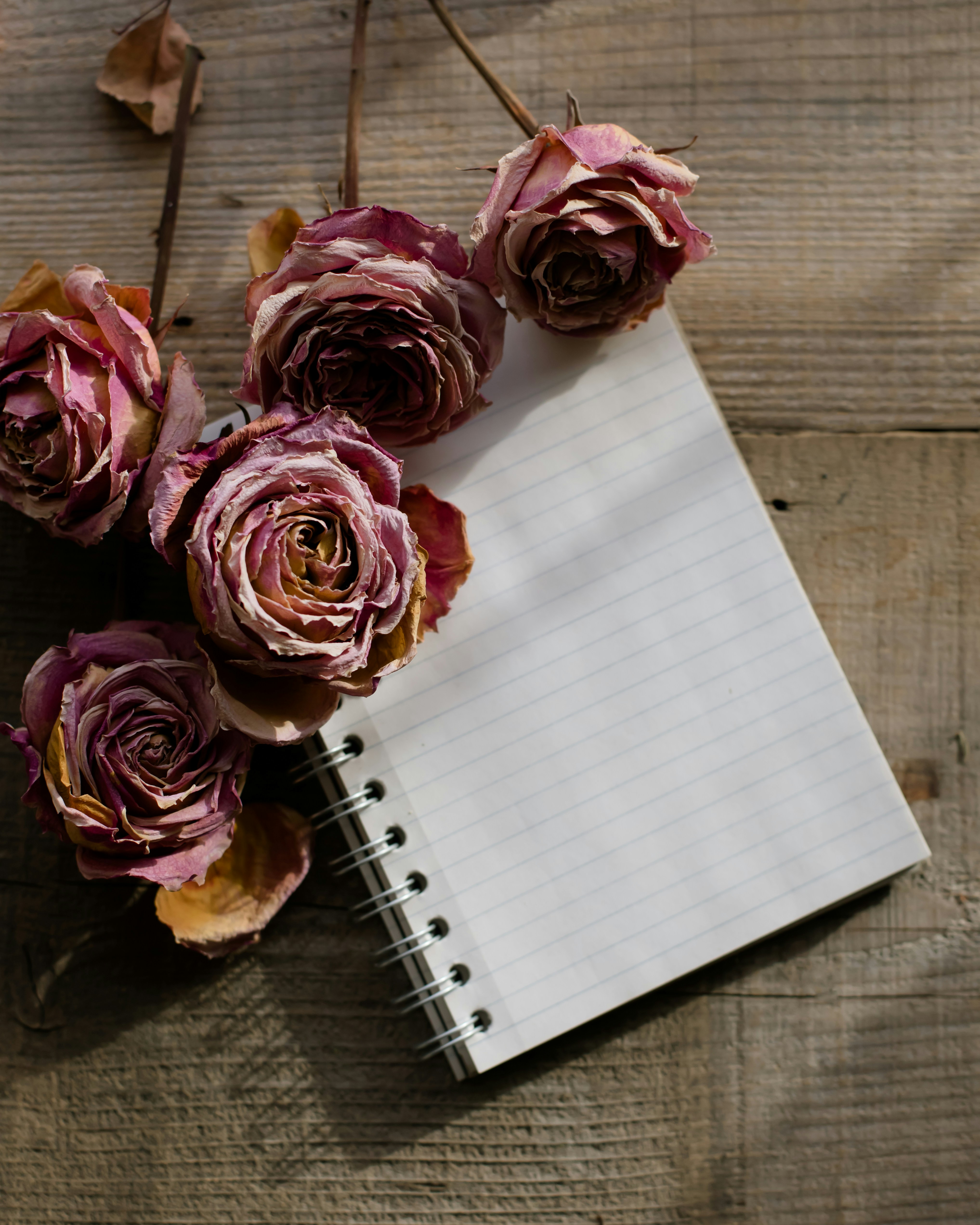 A notebook with a bunch of flowers on top of it photo – Free Blank ...
