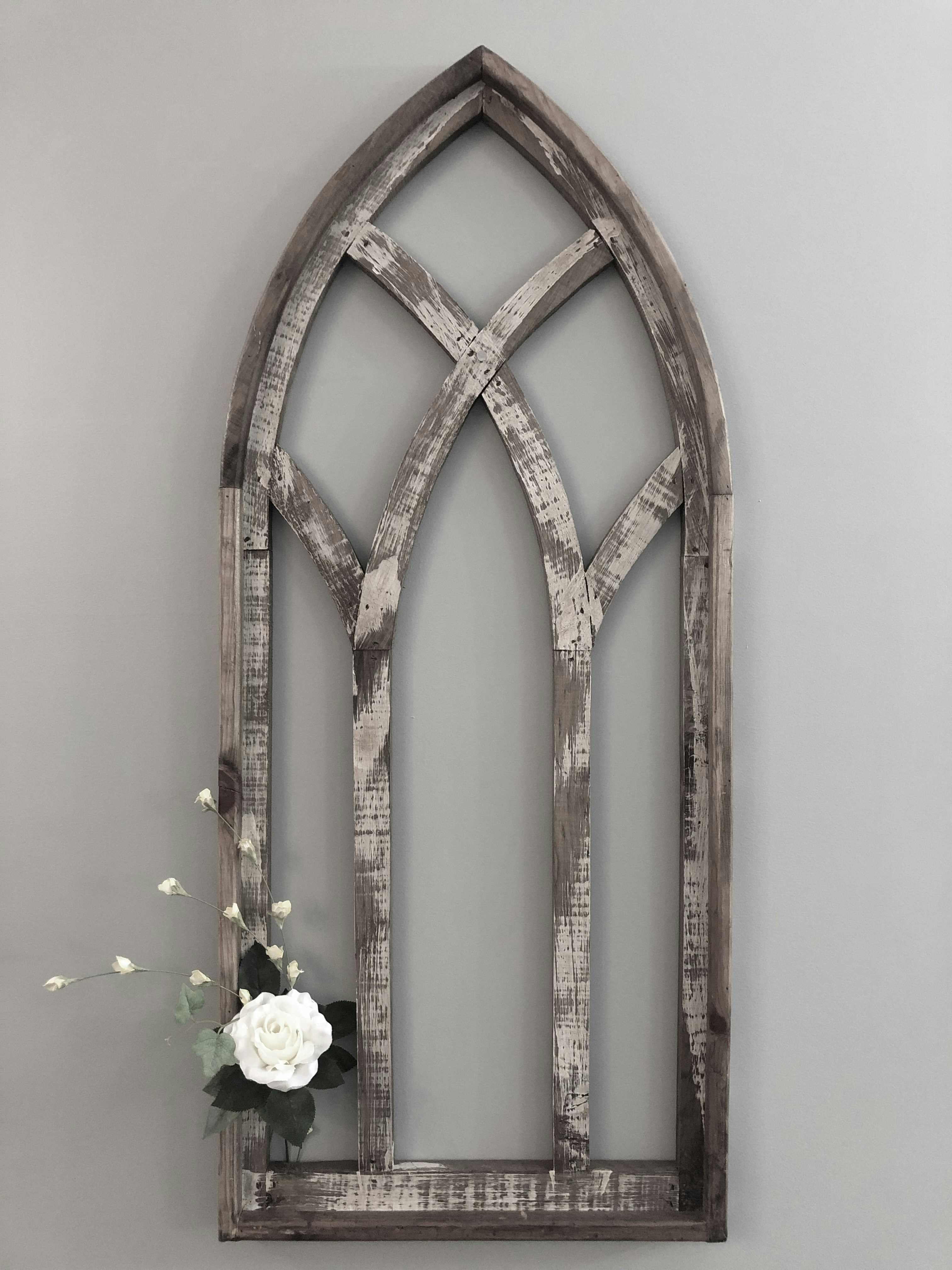 Weathered Gothic Arch Frame with a Quiet White Bouquet