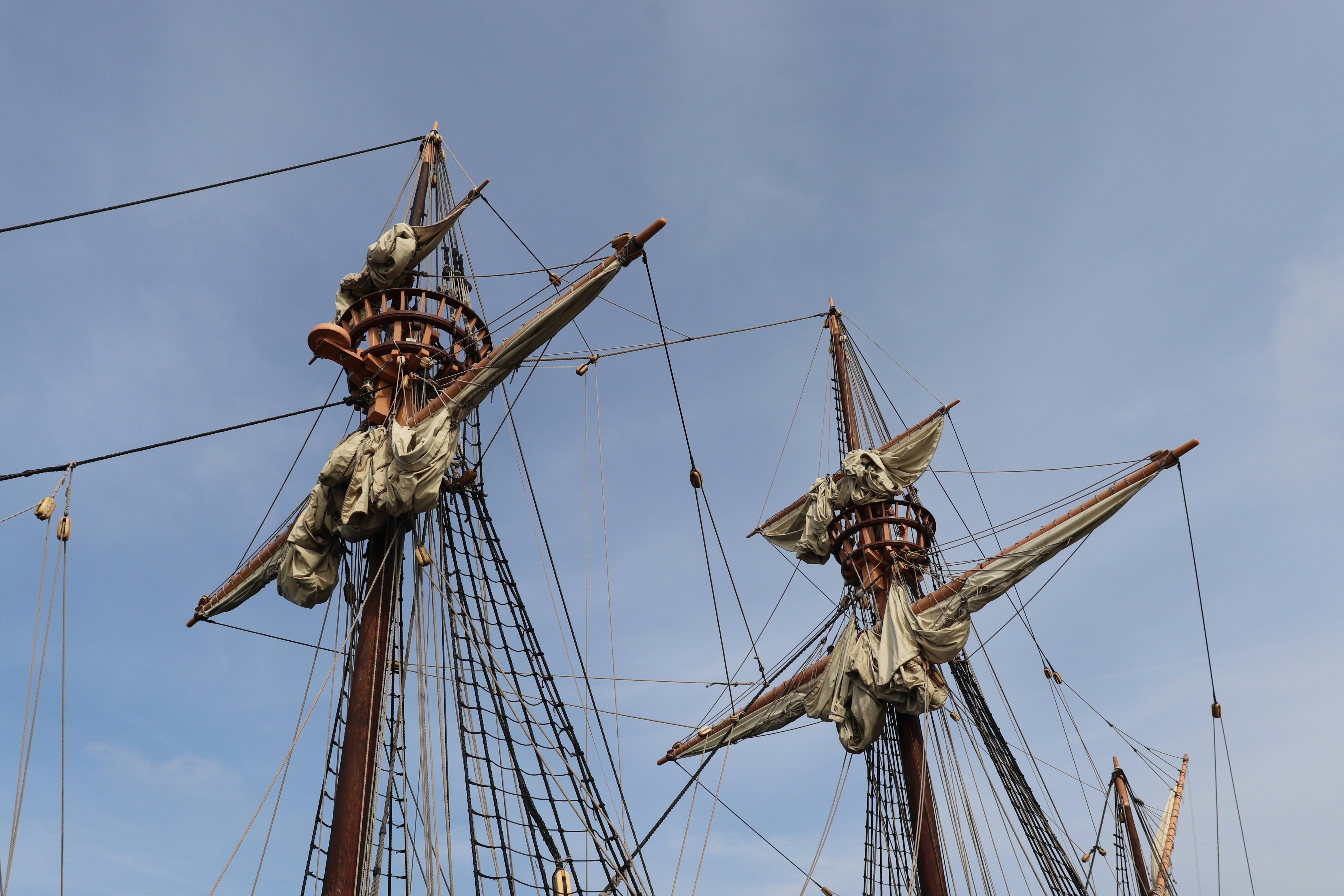 Three masts of a sailing ship against a blue sky photo – Free San diego ...
