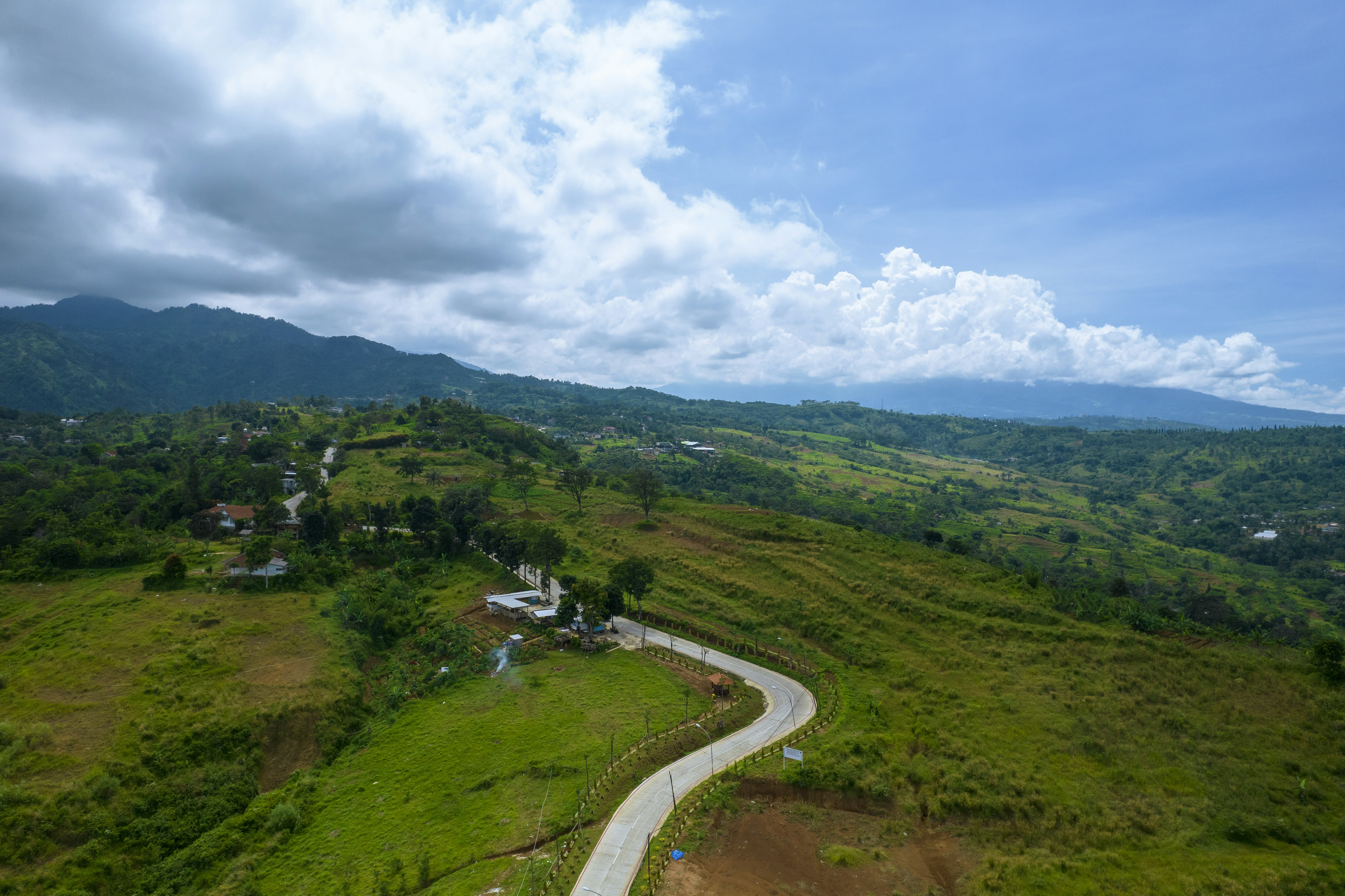 An Aerial View of A Country Road in Sentul, West Java