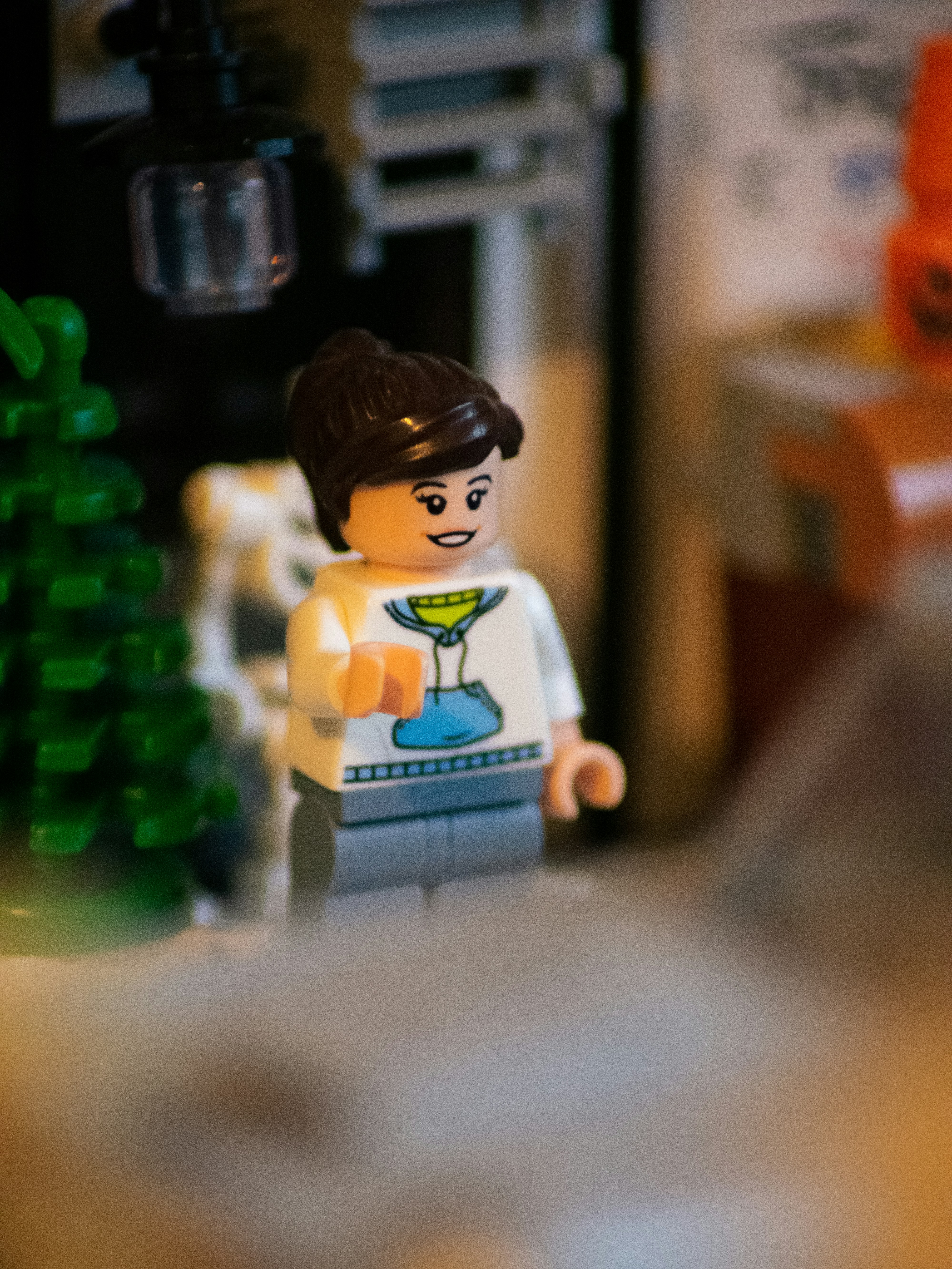 Desk-Side Moment: A LEGO Minifigure Anchored in a Cozy Microstudio