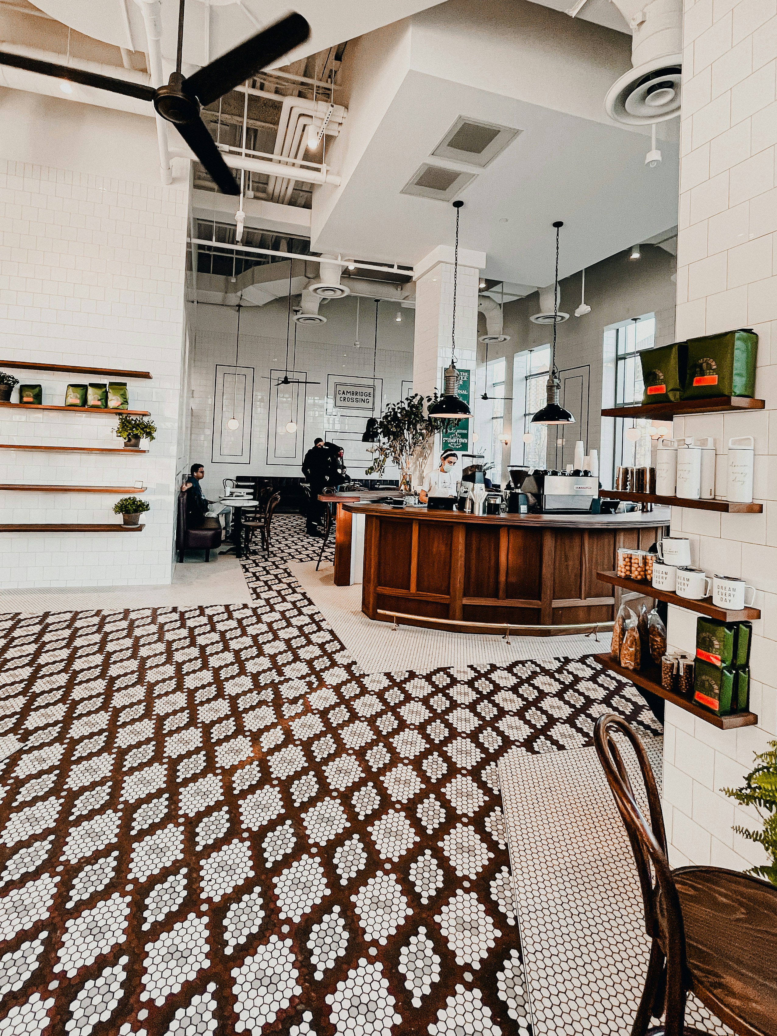 A room with a ceiling fan and a tiled floor photo – Free Cambridge ...